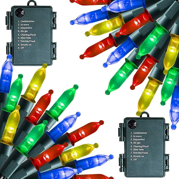 Dazzle Bright Multi-Colored Battery Operated Christmas Lights, 2 Pack ...