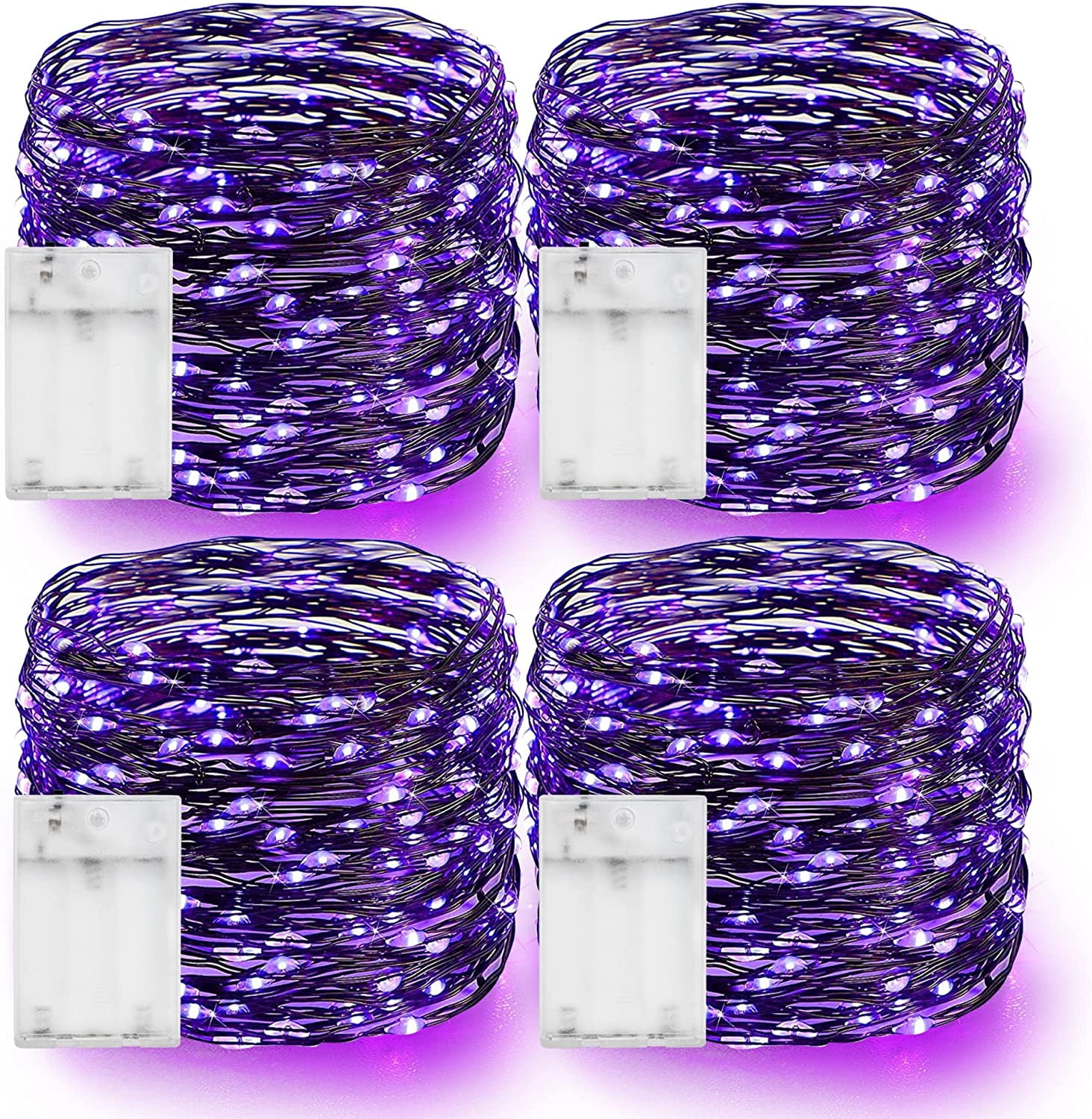 Dazzle Bright Purple Fairy String Lights, 4 Pack Total 80FT 240LED ...