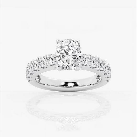Dazzle Jewel 1.5 Ct Cushion Cut Lab Created Diamond Ring - 14K White ...