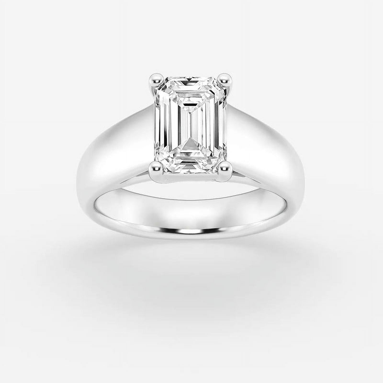 Dazzle Jewel 14K Silver Stackable Rings for Women - 1.9 Ct Emerald Cut Lab Created Diamond ...