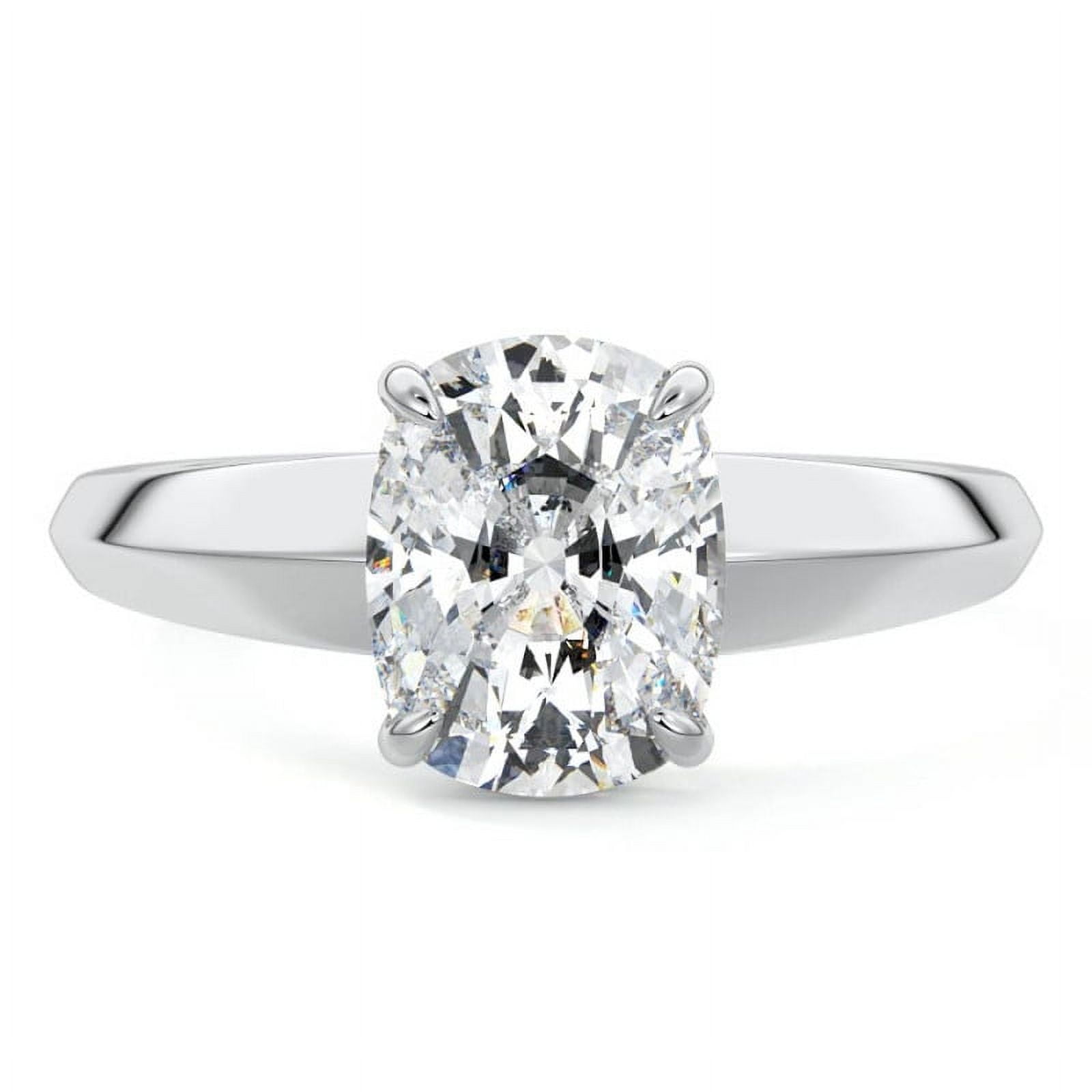 Dazzle Jewel 14K White Gold Plated Diamond Ring - 2.3 Ct VVS1/D Cushion ...