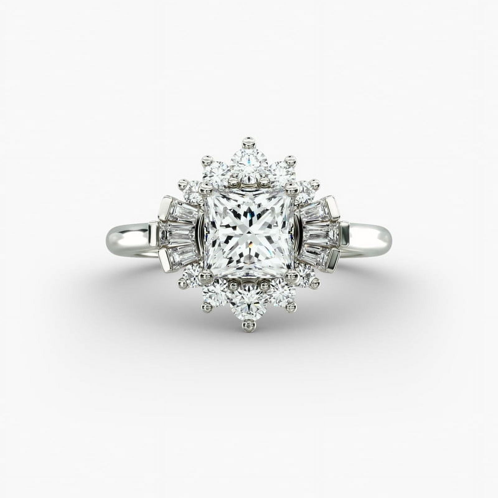 Dazzle Jewel 14K White Gold Plated Multi Diamond Ring - 1.7 Ct Princess Cut Diamond Engagement ...