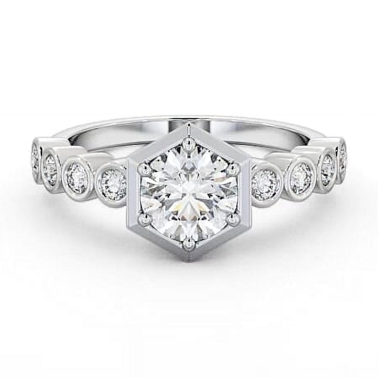Dazzle Jewel Brilliant 1.9 Ct Round Cut Hexagon Bezel Design Engagement ...