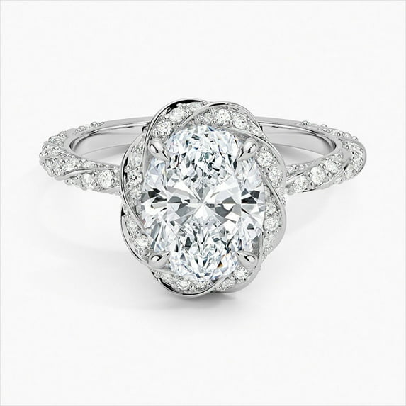 Dazzle Jewel Excellent 2.1 Ct Oval Cut Diamond Ring - Silver 14K White ...