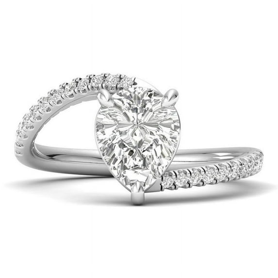 Dazzle Jewel Silver Excellent 1.8 Ct Pear Cut Diamond Ring - 14K White ...