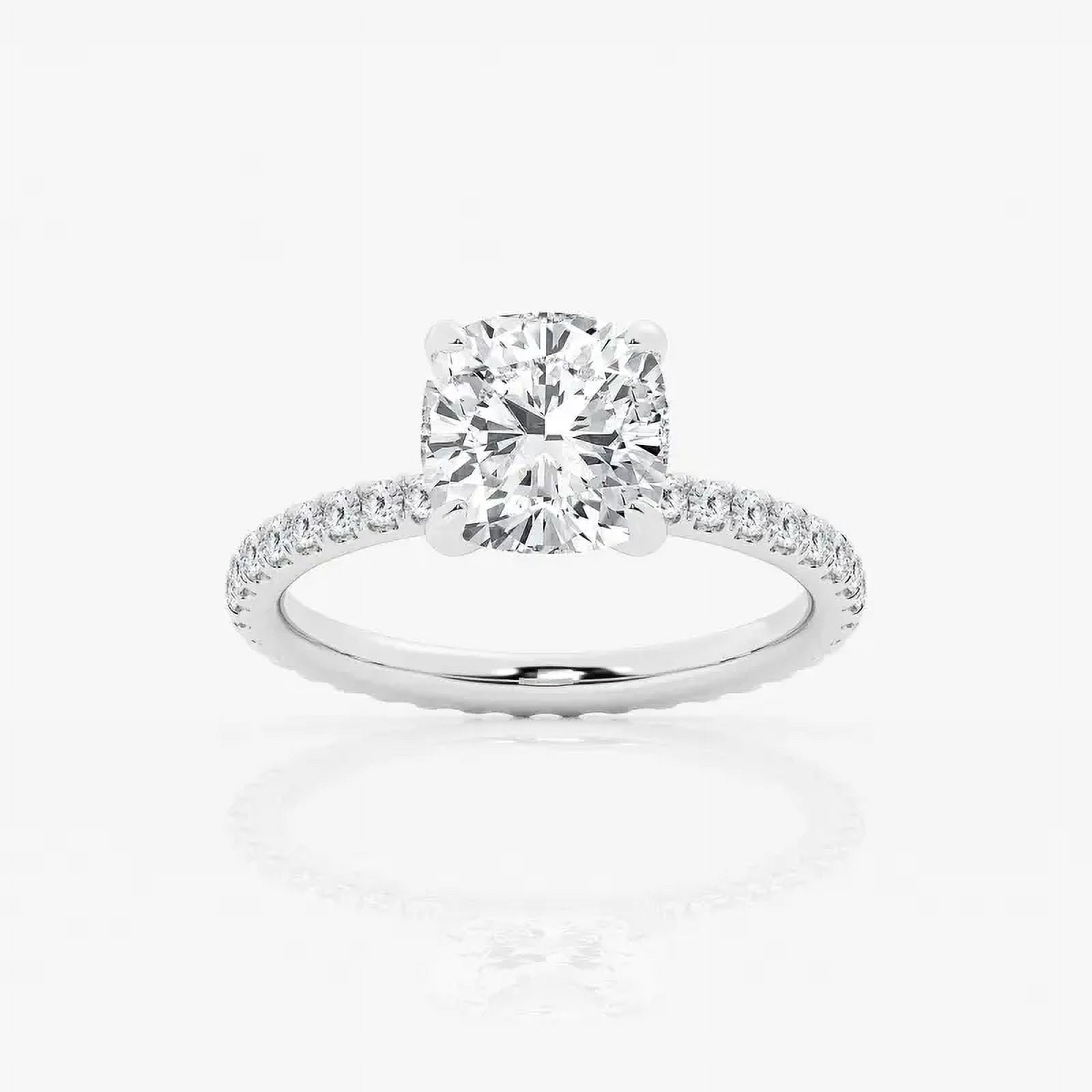 Dazzle Jewel Stamped 14K Silver Ring - Cushion Cut 1.7Ct VVS1/D Lab ...