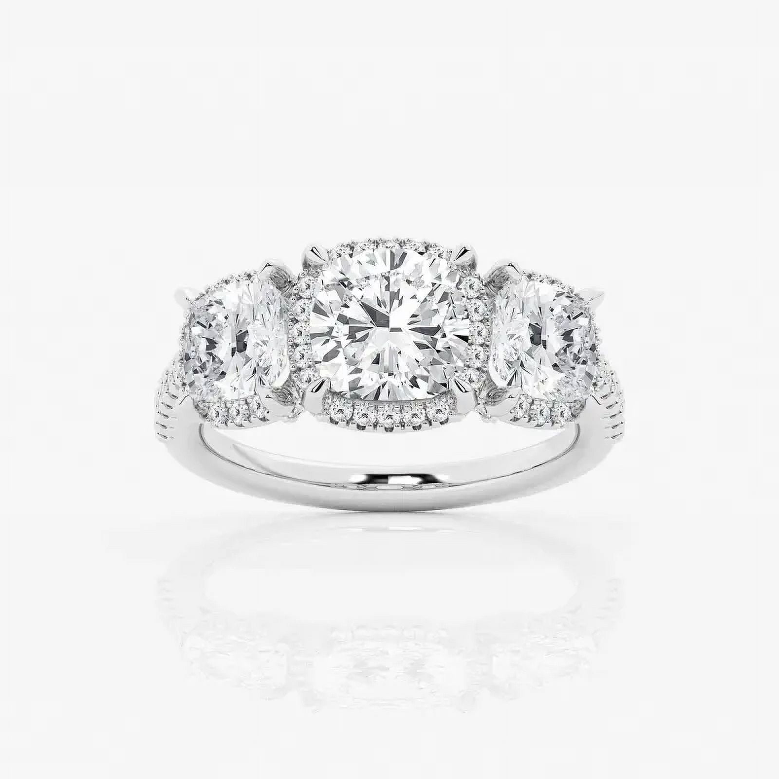 Dazzle Jewel White Gold Over 14K Diamond Wedding Rings - Cushion Cut 1. ...