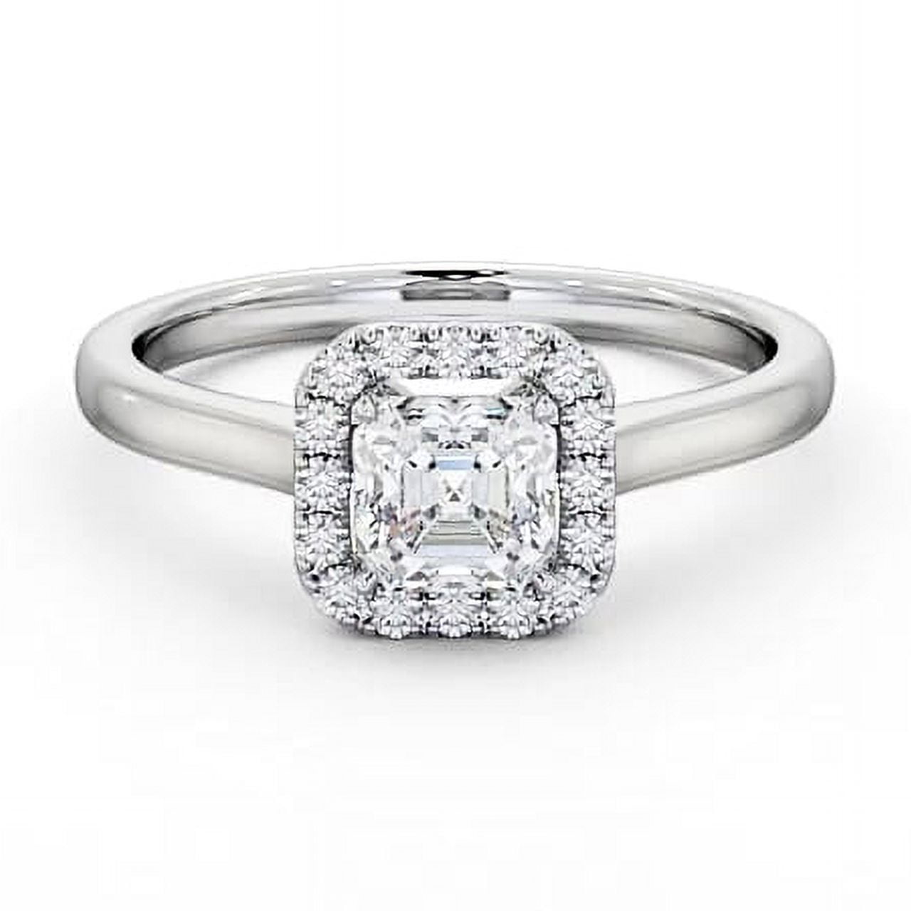 Dazzle Jewelry 1.7 Ct Asscher Cut Moissanite Engagement Ring – Halo Cathedral Shank – 14K White ...