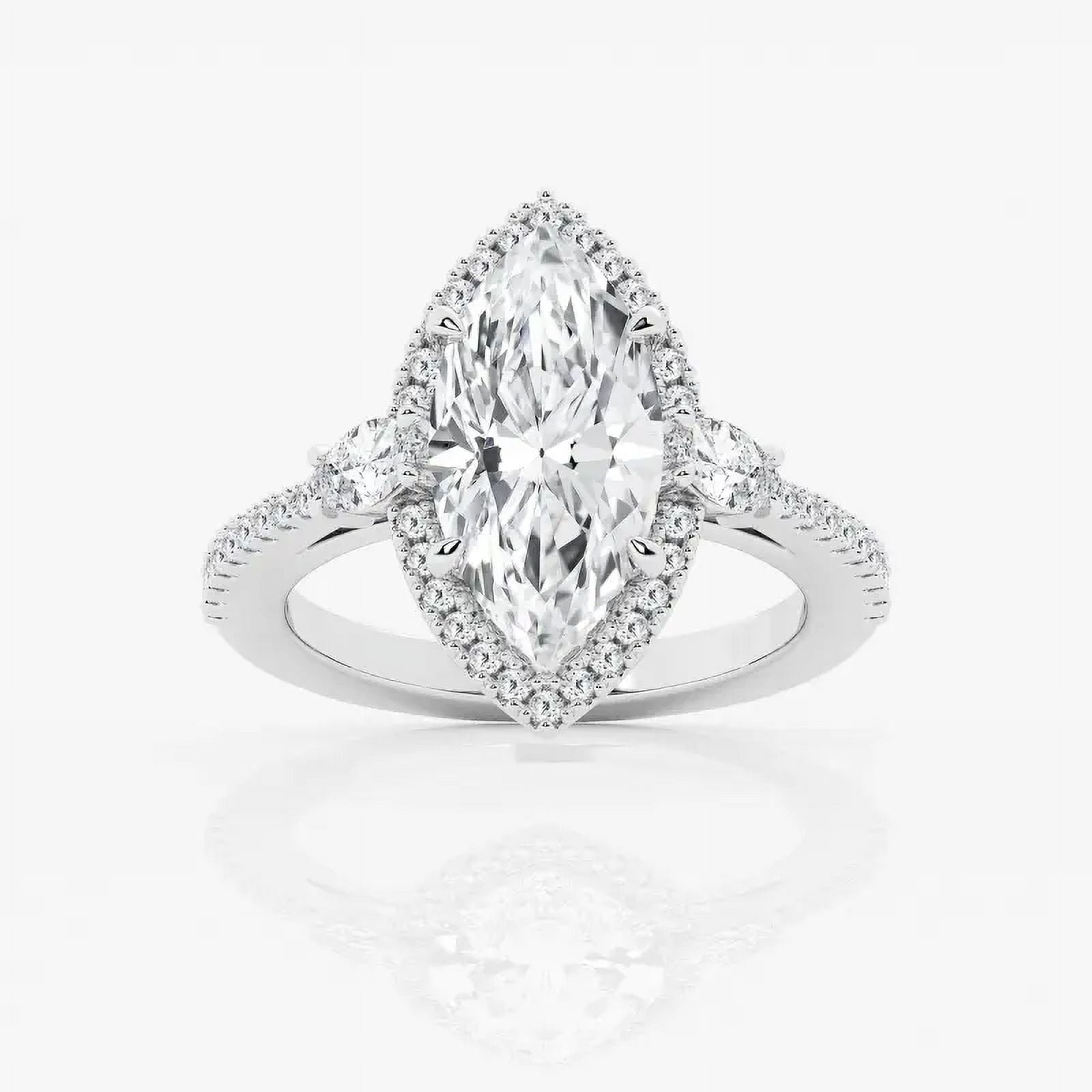 Dazzle Jewelry 14K White Gold Plated Women's Ring - Marquise Cut 2 Ct Moissanite Wedding ...
