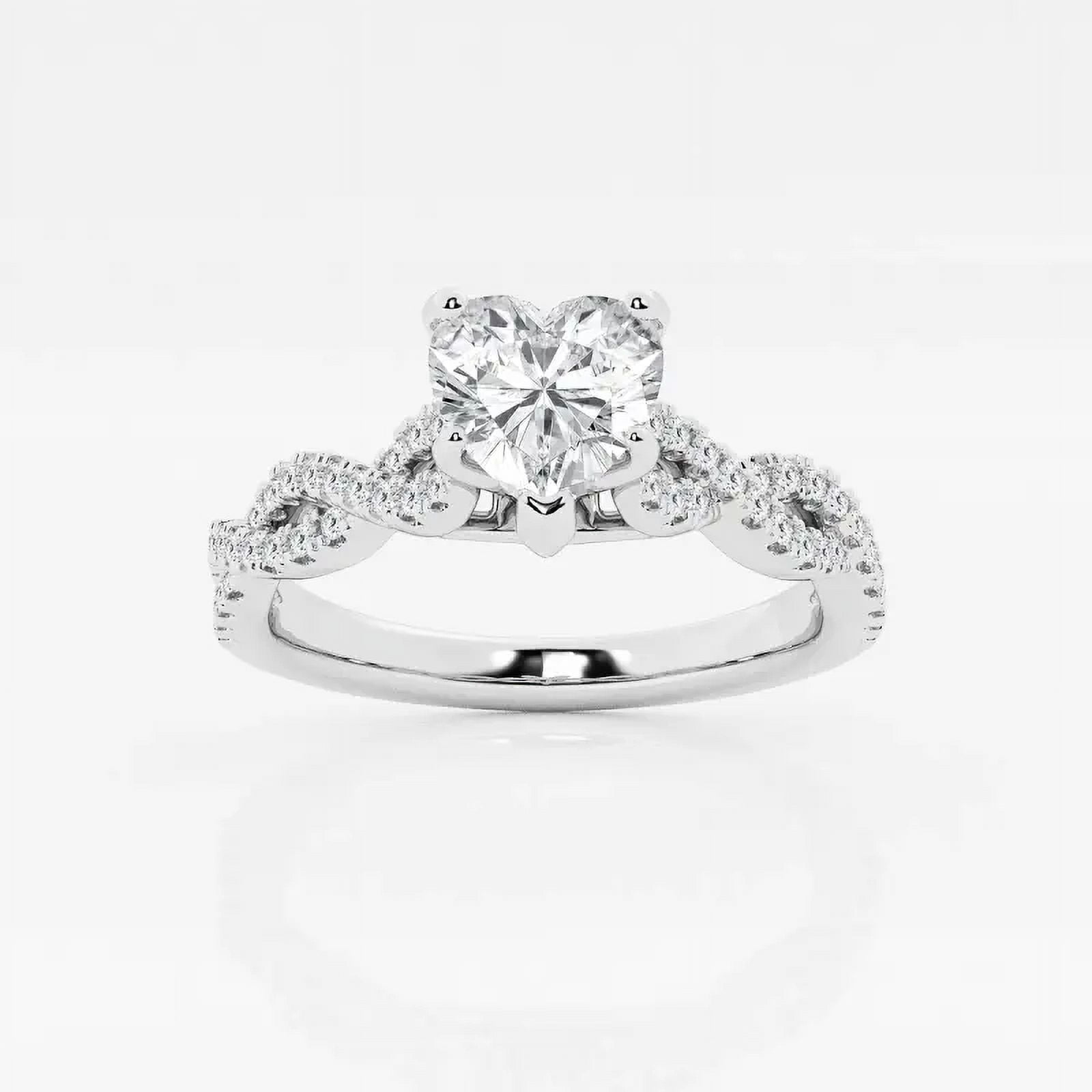 Dazzle Jewelry 2.2 Ct Heart Cut Moissanite Rings - 14K White Gold ...
