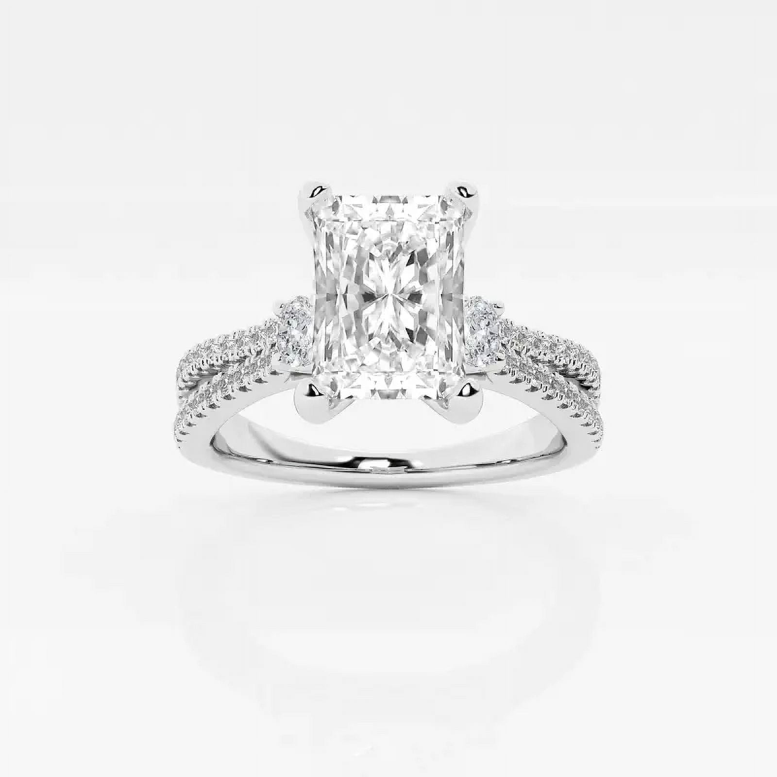 Dazzle Jewelry Beautiful 2.1 Ct Radiant Cut Moissanite Ring - 14K White ...