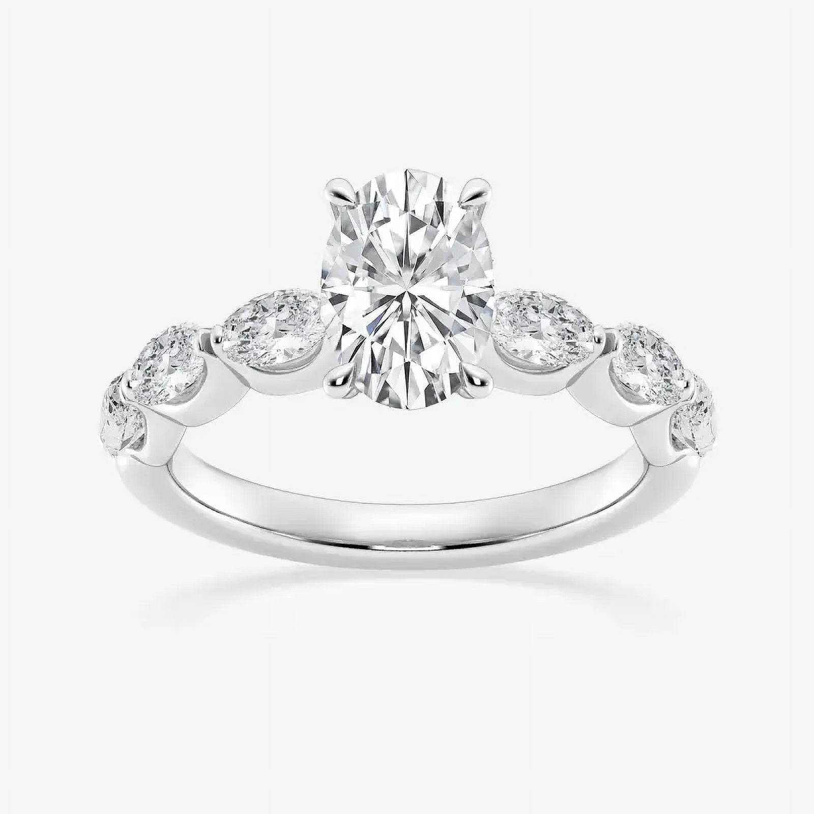 Dazzle Jewelry Elegant Solitaire with Accents Engagement Wedding East West Side Stone Ring - 1.7 ...