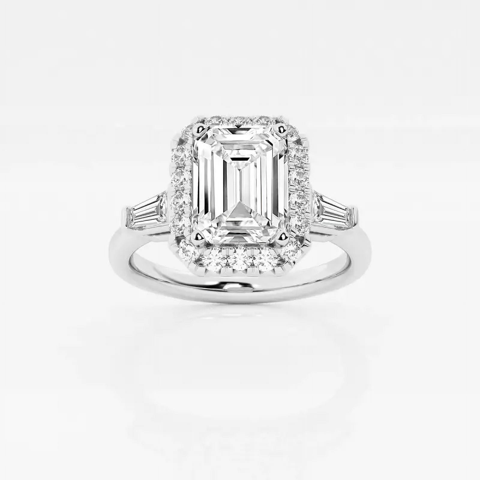Dazzle Jewelry Excellent 2 Ct Emerald Cut Moissanite Rings - 14K White ...