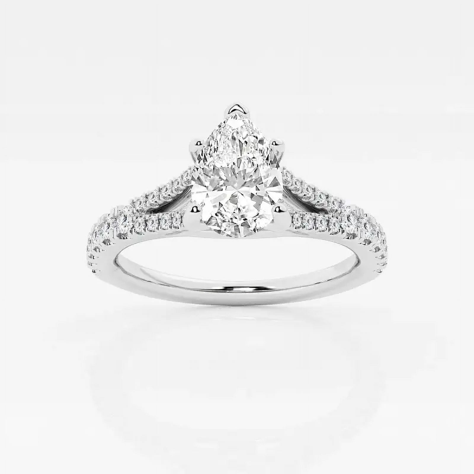 Dazzle Jewelry Prong Set 1.5 Ct Pear Cut Moissanite Ring - 14k White ...