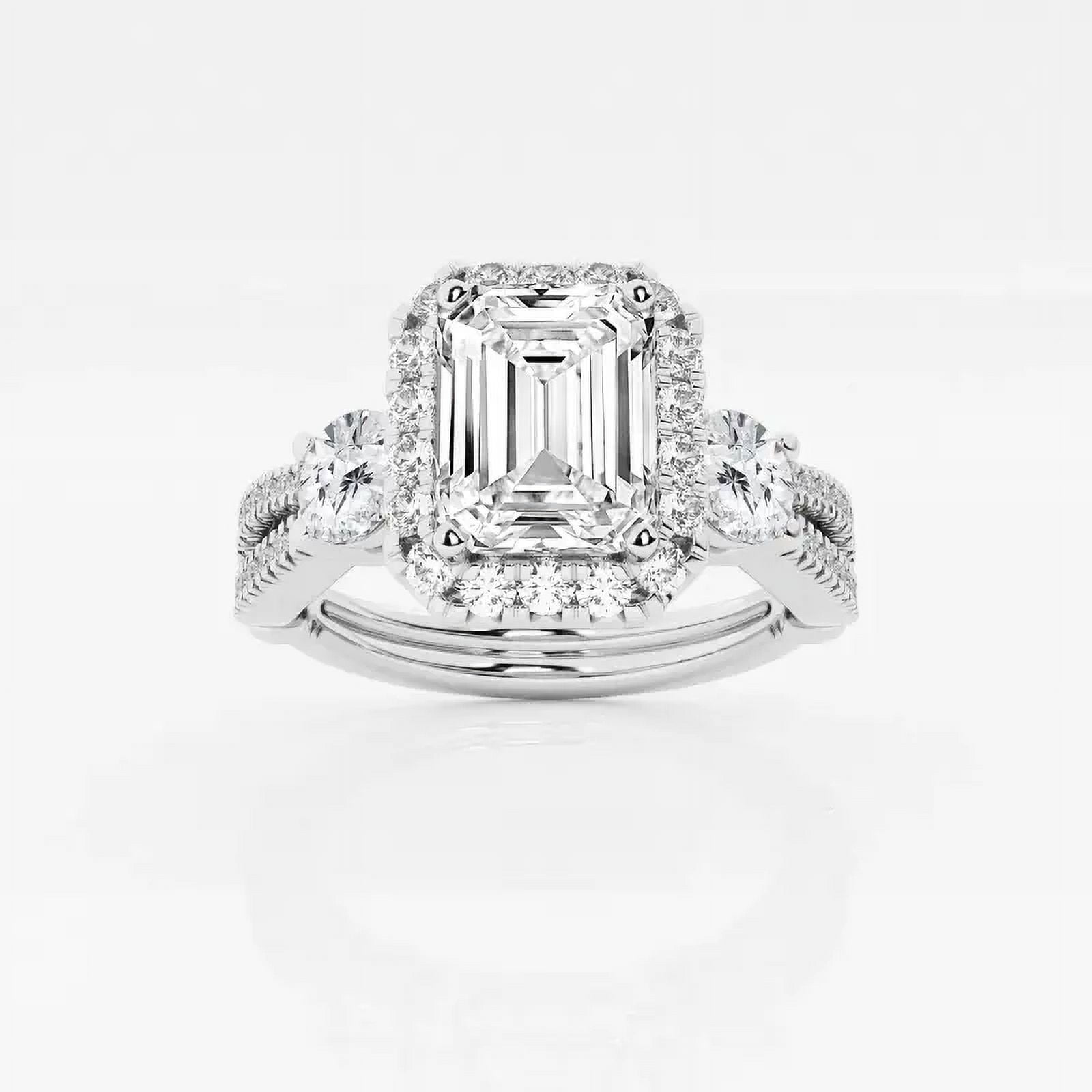 Dazzle Jewelry Solitaire 1.9 Ct Emerald Cut Moissanite Ring - 14K White Gold Plated Ring for ...