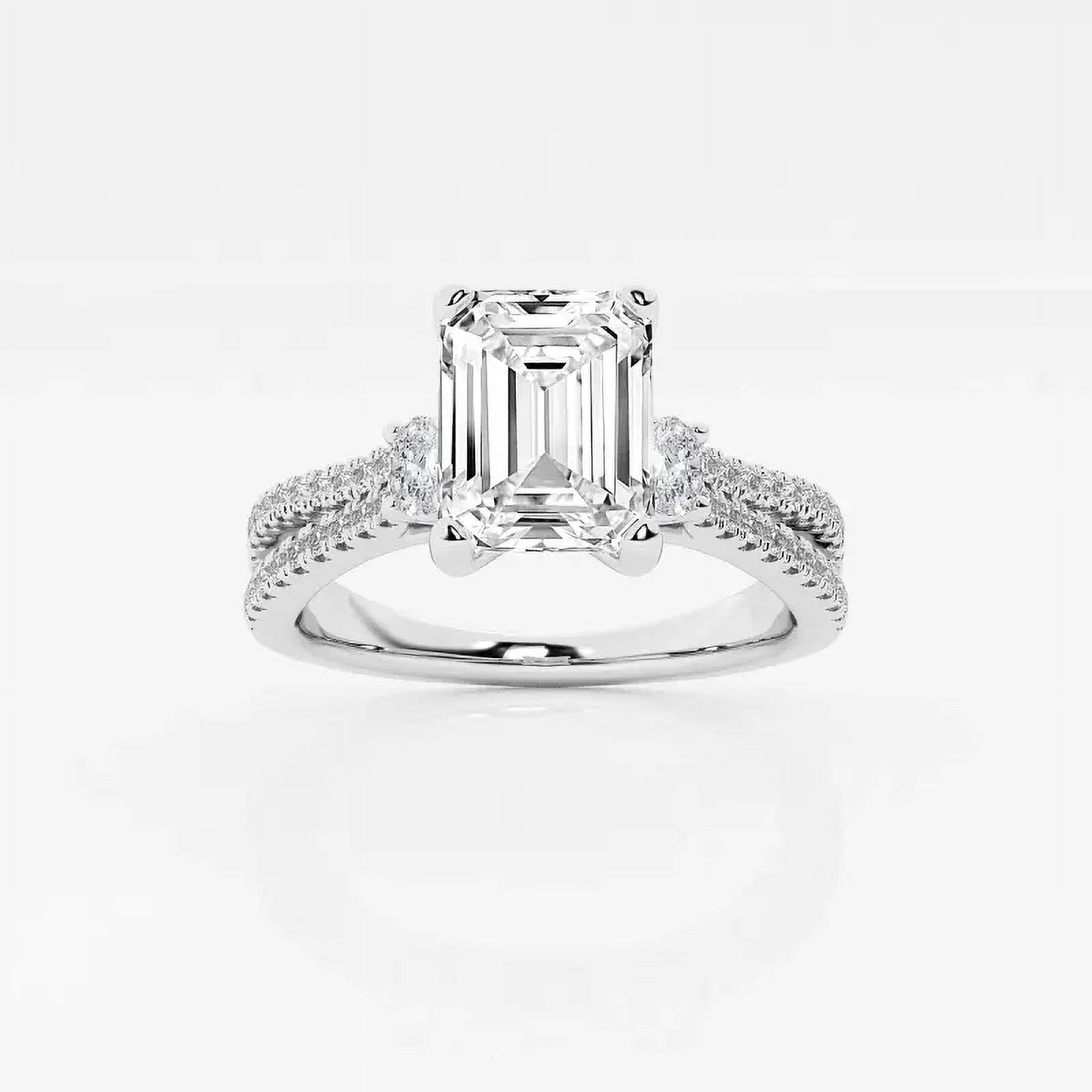 Dazzle Jewelry Unique 2 Ct Emerald Cut Moissanite Engagement Ring - 14K ...