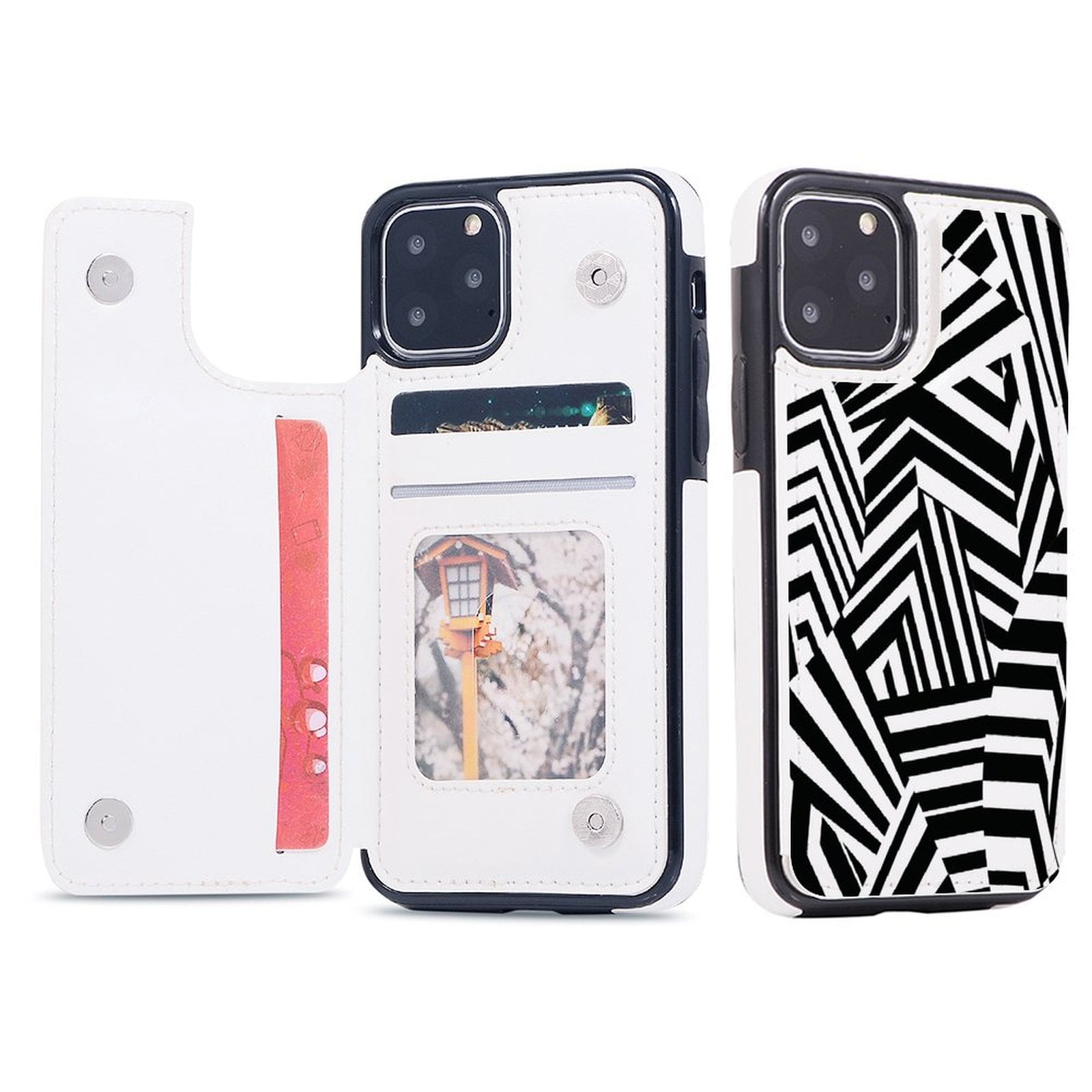 Dazzle, White Leather Wallet Case for iPhone 16 15 14 13 12 11 Pro Max ...