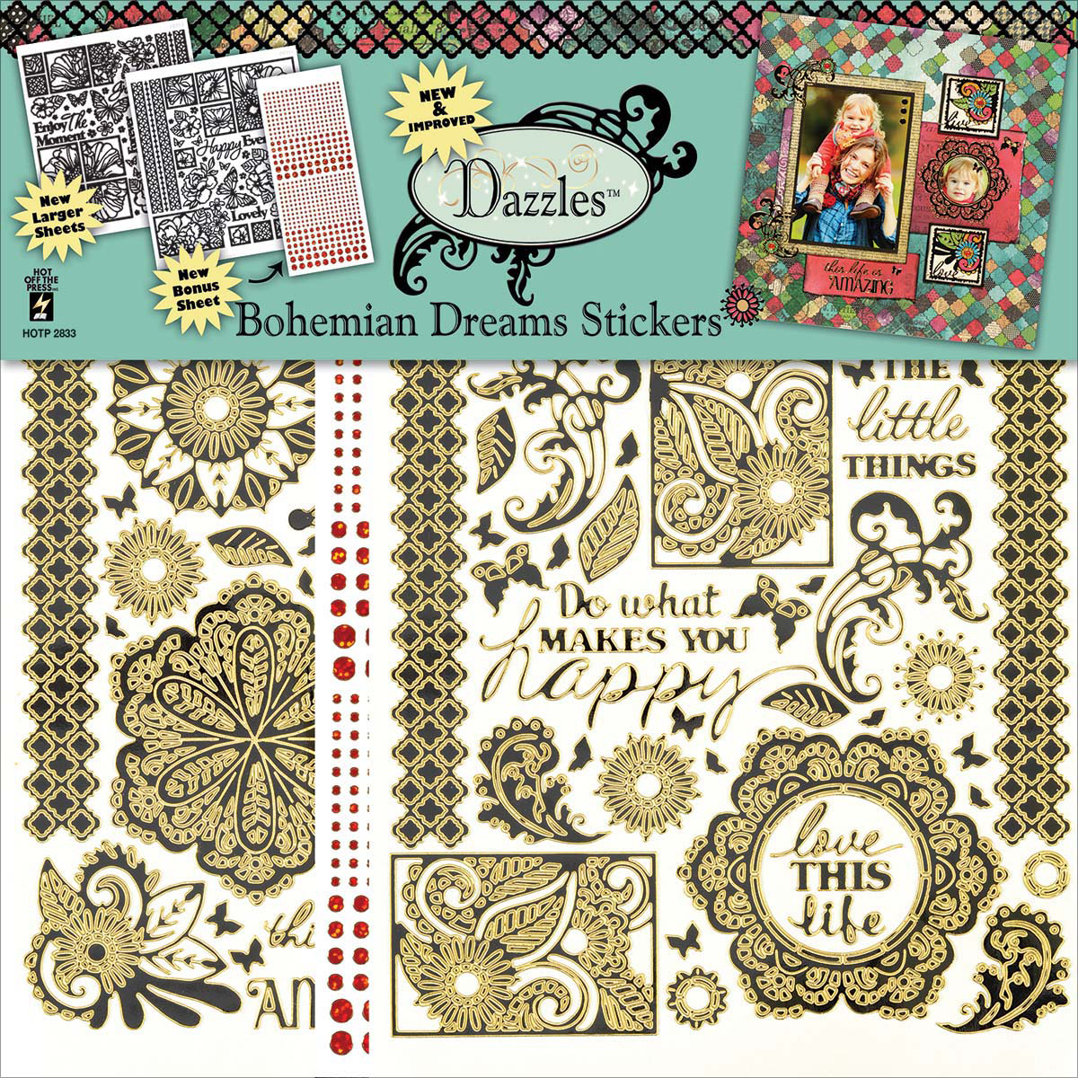 Dazzles Stickers 2/Pkg-Bohemian Dreams, Pk 3, Hot Off The Press ...