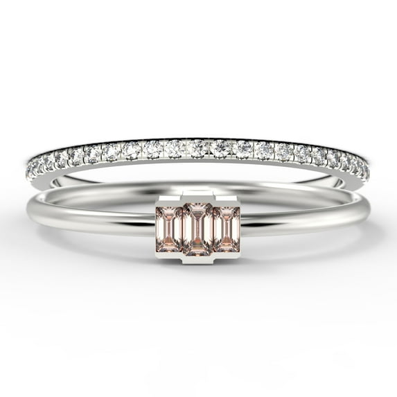 Dazzling 1.20 Carat Baguette Cut Trilogy Morganite Engagement Ring ...