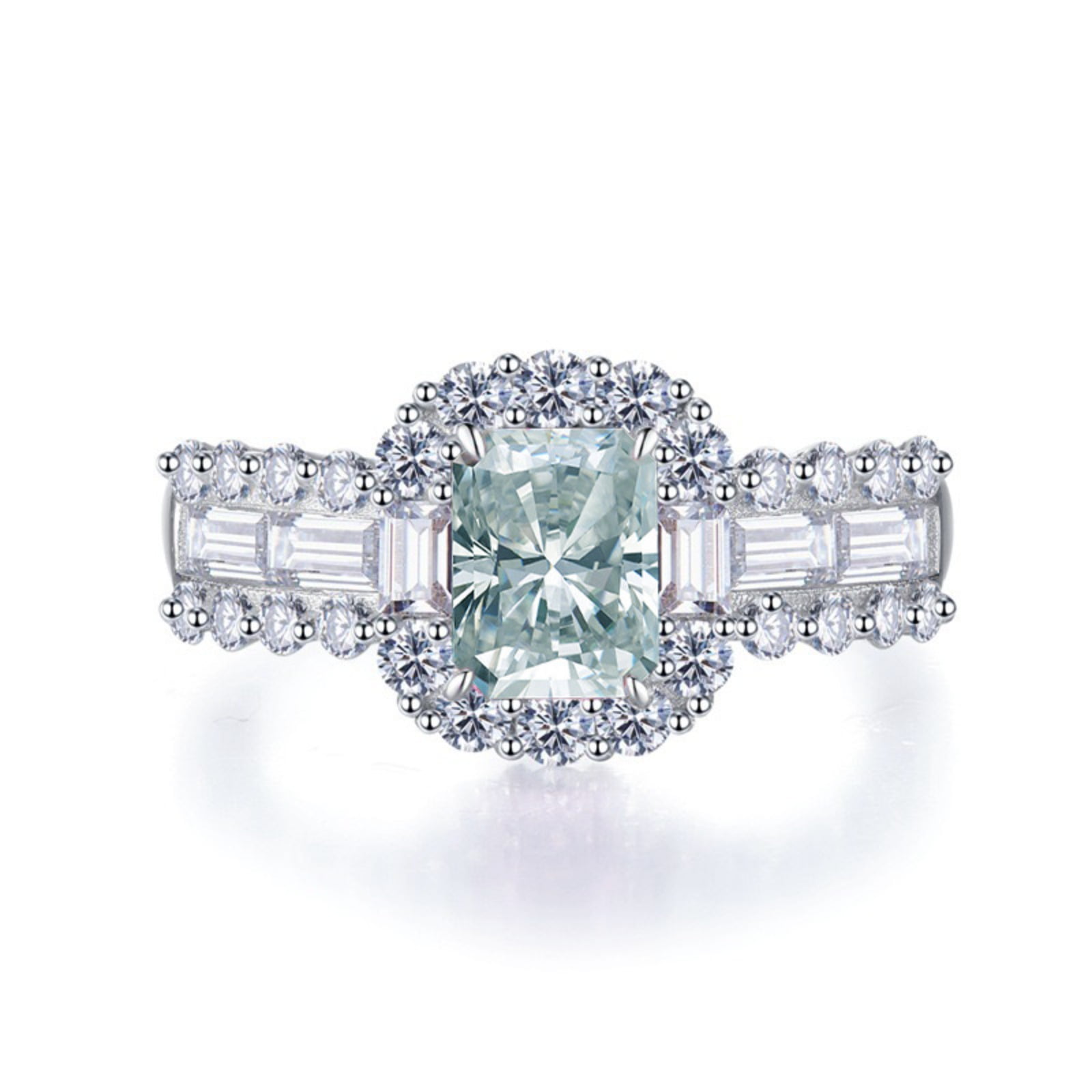 Dazzling 1 Carat Moissanite Rings for Women Radiant Cut D Color VVS1 ...