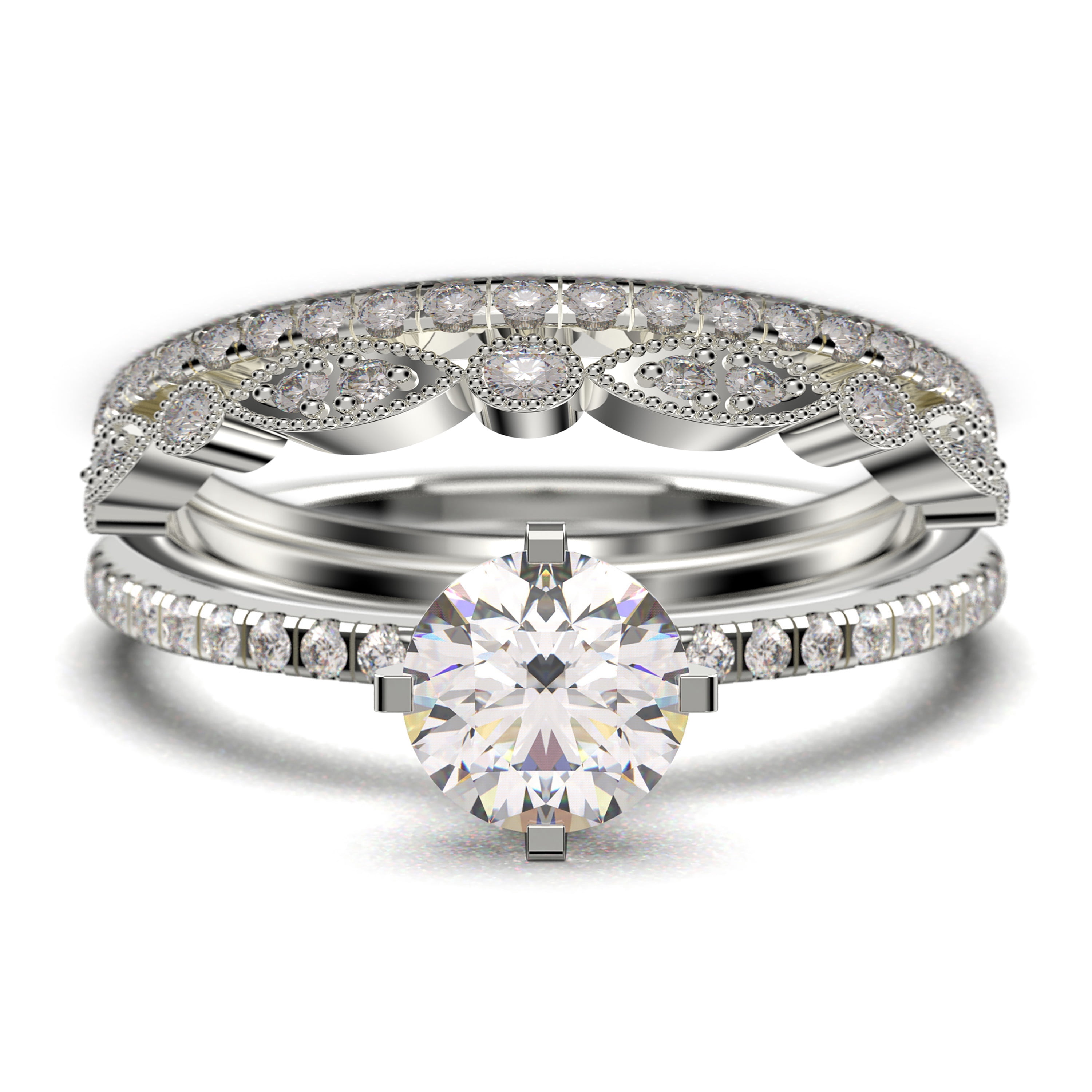 Dazzling Art Deco 1.75 Carat Round Cut Diamond Moissanite Engagement ...