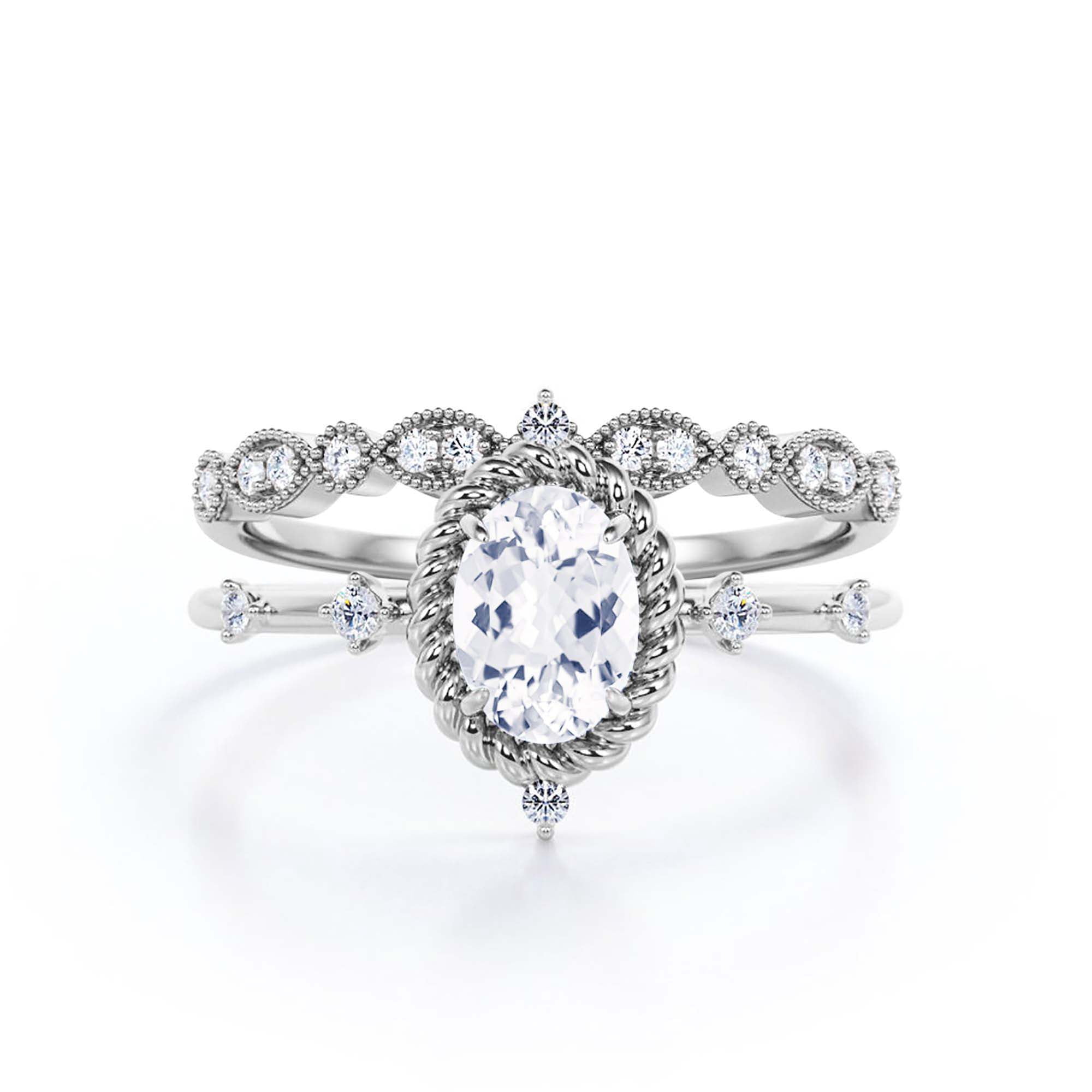 Dazzling Art Nouvea 2.00 Carat Oval Cut Diamond Moissanite Engagement ...