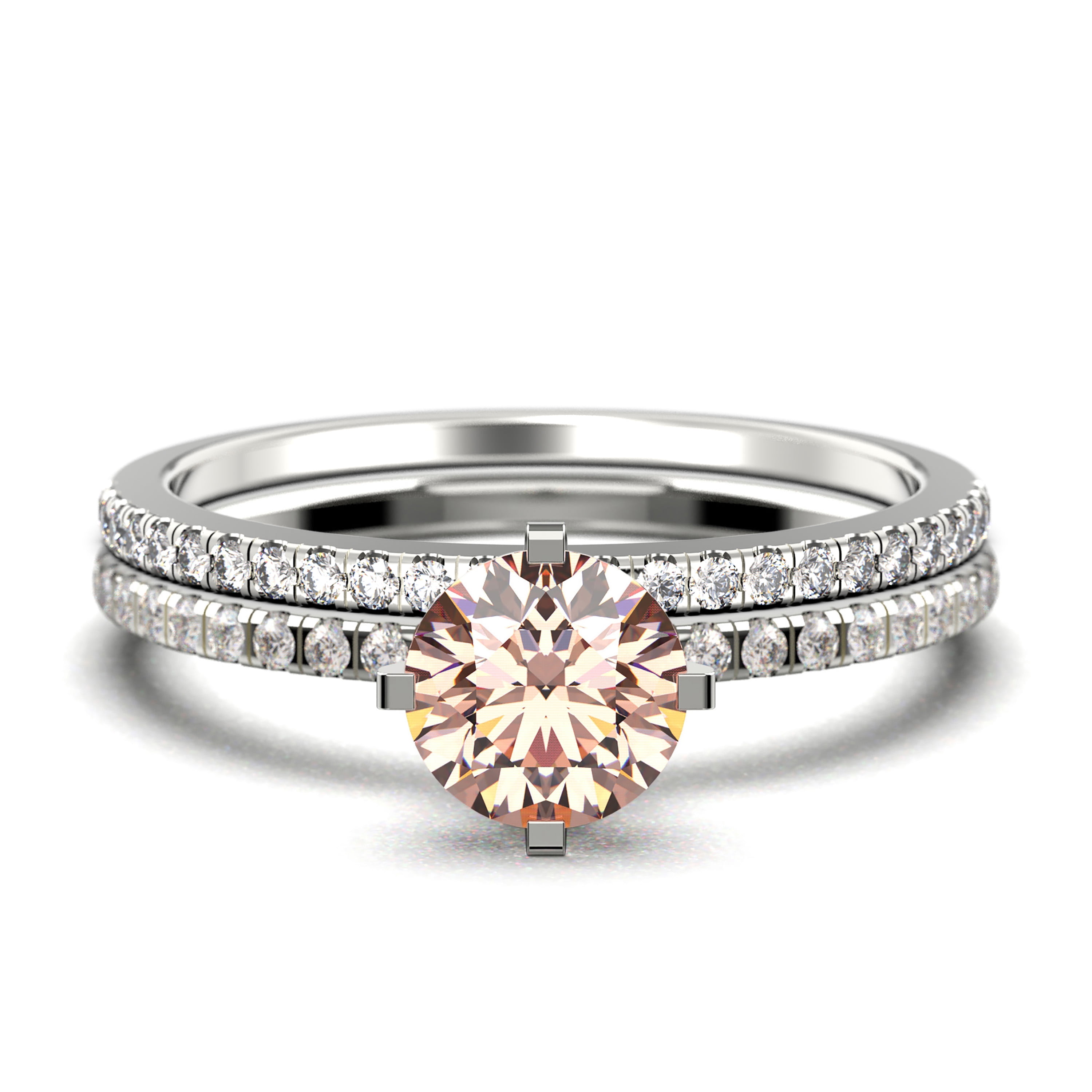 Dazzling Art deco 1.25 Carat Round Cut Morganite And Diamond Moissanite Engagement Ring, Wedding ...