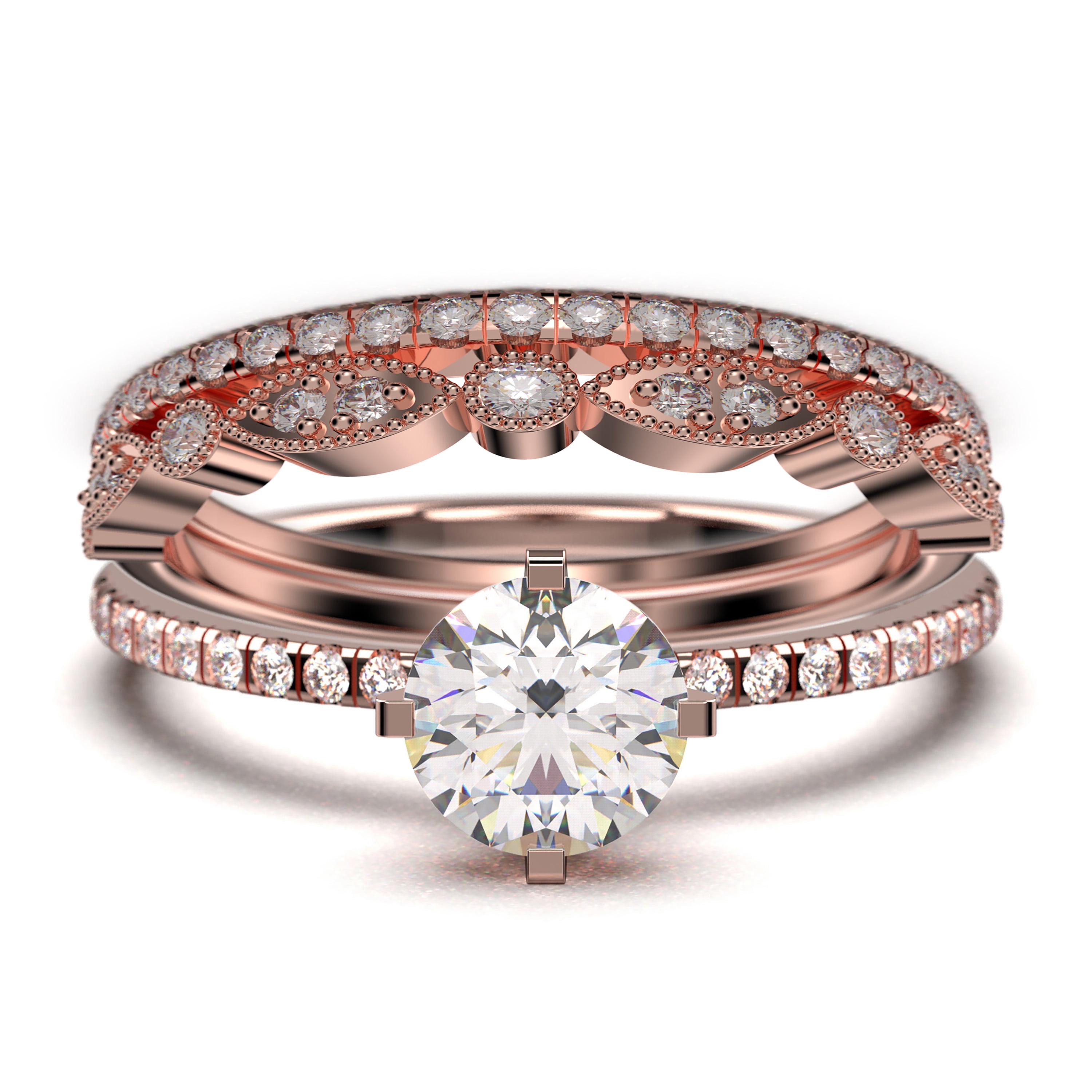 Dazzling Art deco 1.75 Carat Round Cut Diamond Moissanite Engagement ...