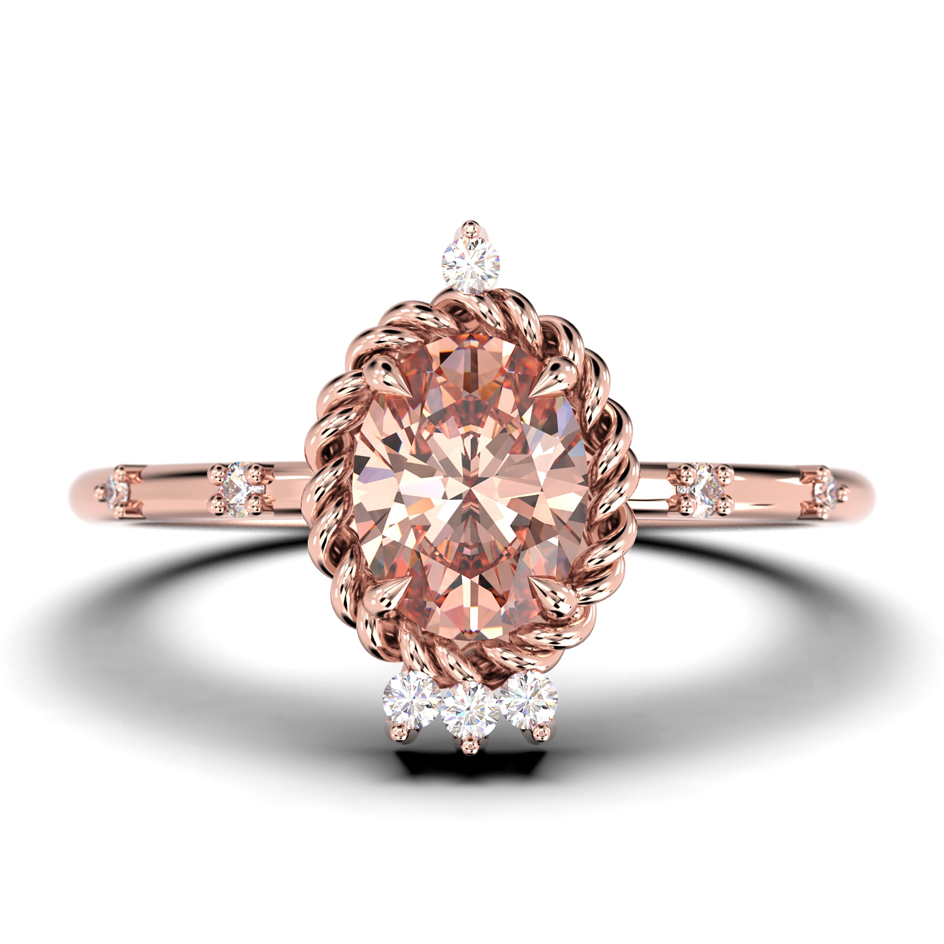 Dazzling Art nouvea 1.50 Carat Oval Cut Morganite And Diamond ...