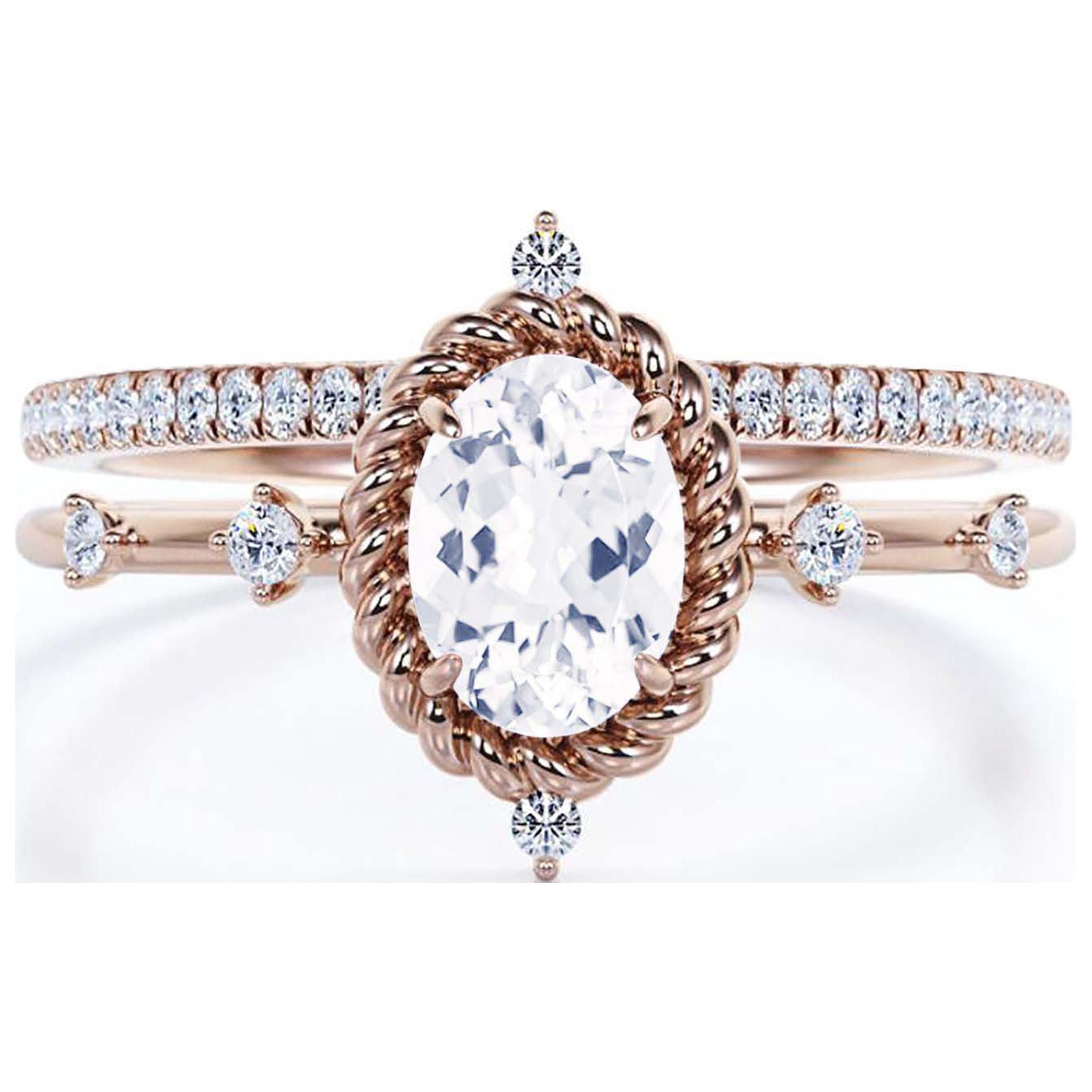 Dazzling Art nouvea 2.00 Carat Oval Cut Diamond Moissanite Engagement Ring, Wedding Ring in 10k ...