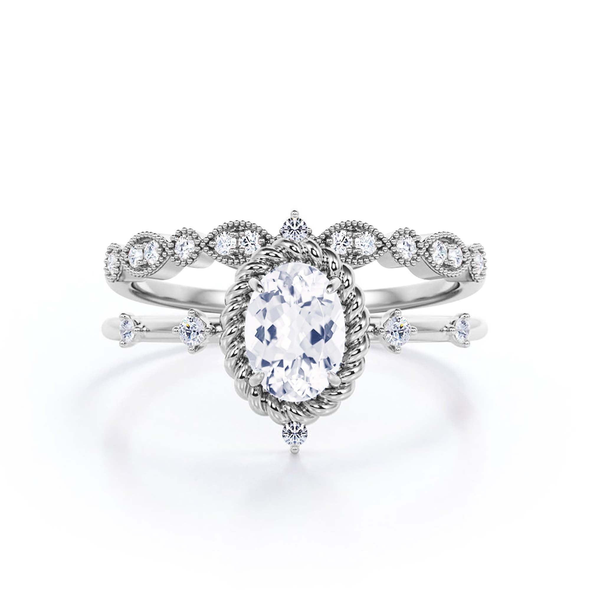 Dazzling Art nouvea 2.00 Carat Oval Cut Diamond Moissanite Engagement ...