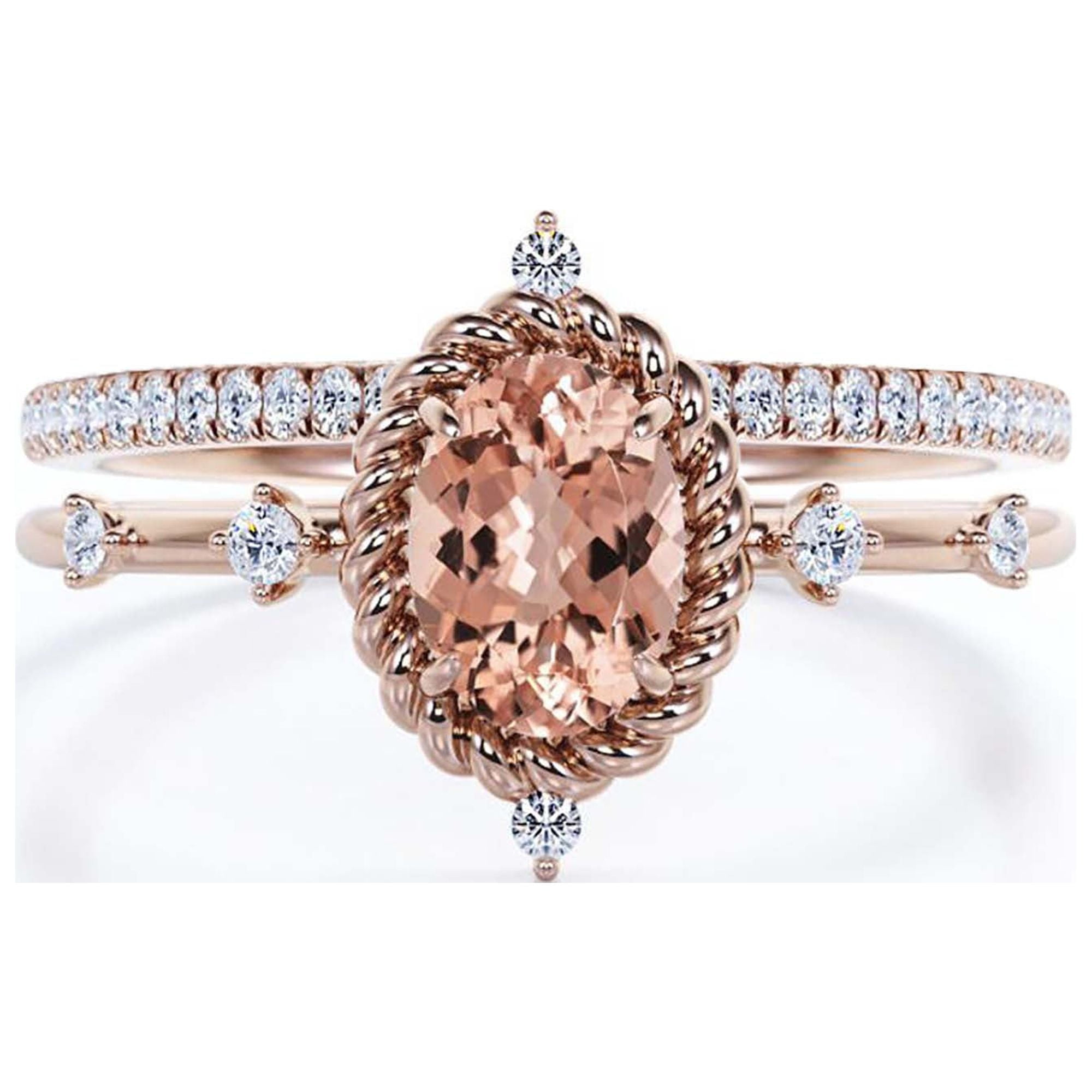 Dazzling Art nouvea 2.00 Carat Oval Cut Morganite And Diamond ...