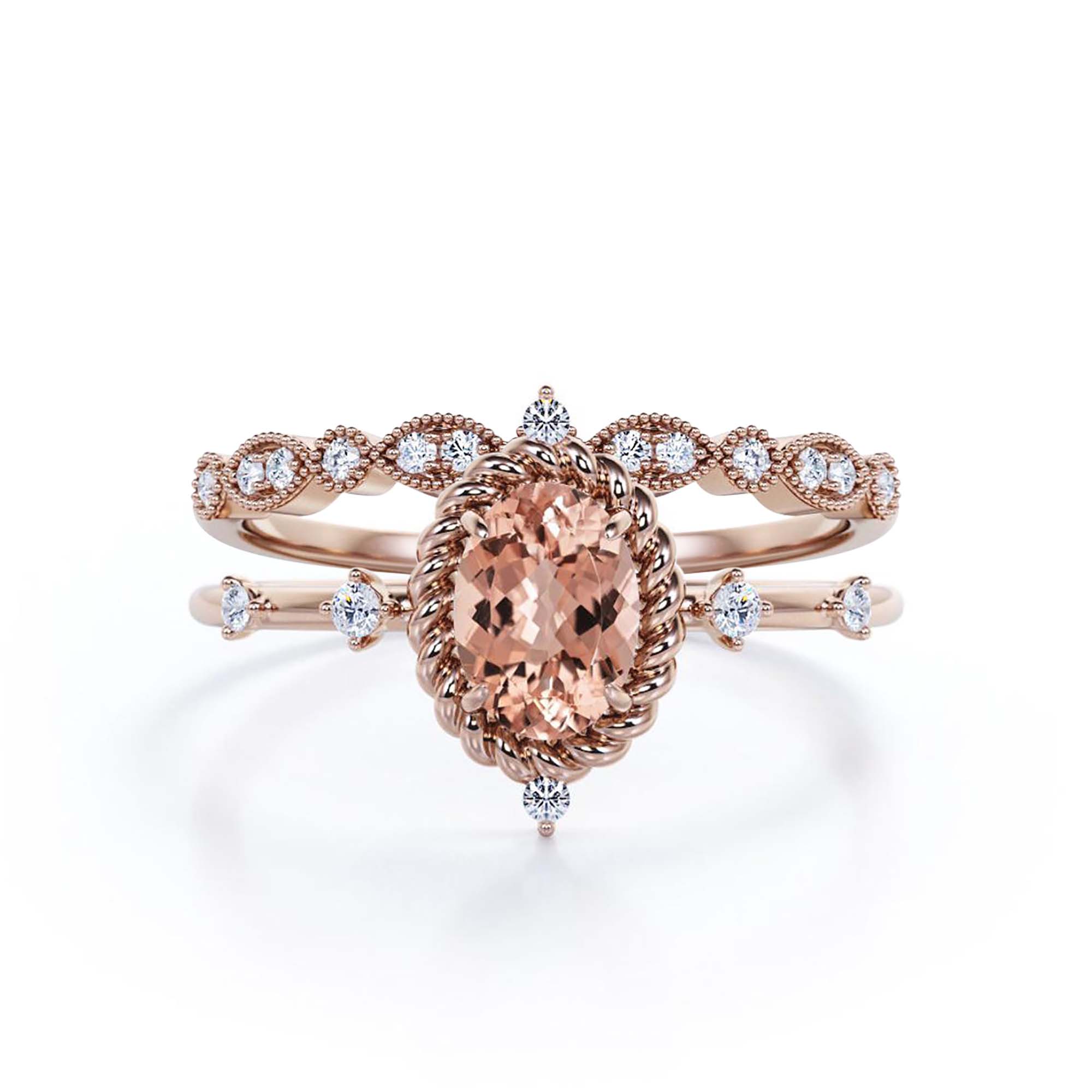 Dazzling Art nouvea 2.00 Carat Oval Cut Morganite And Diamond ...