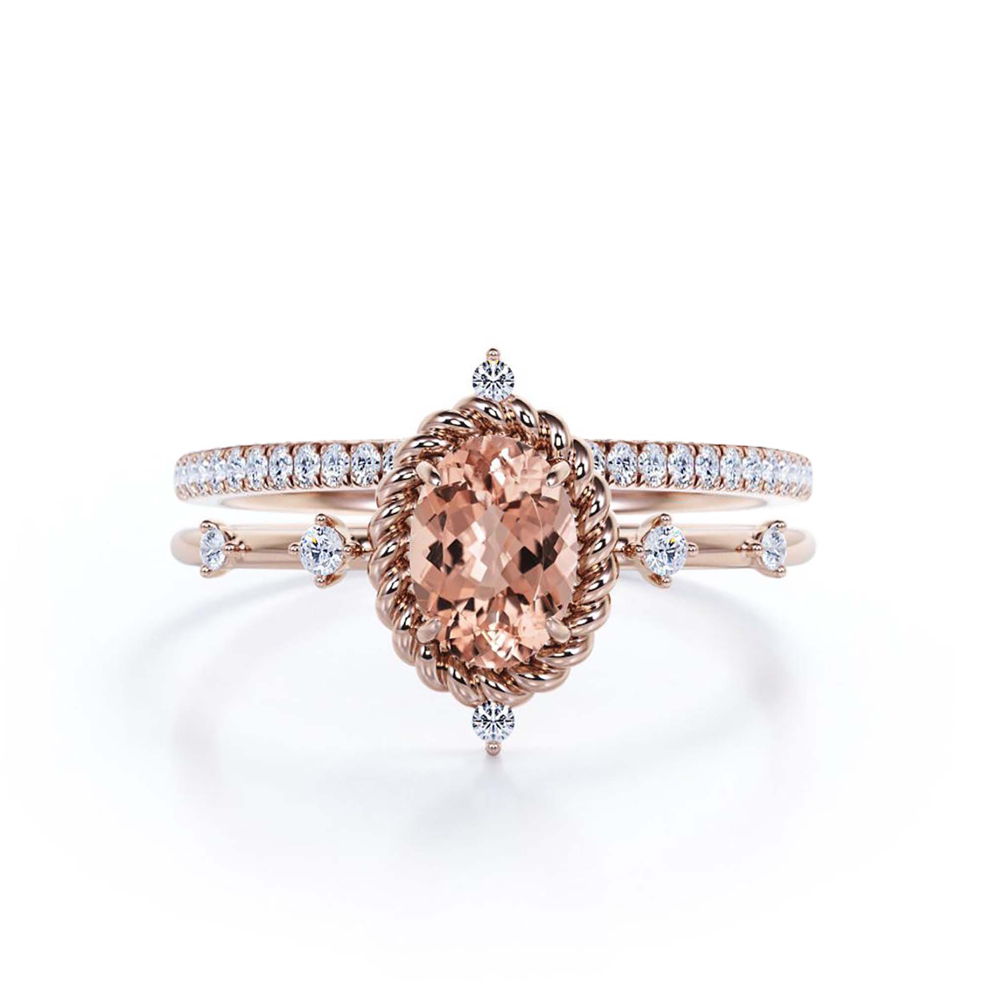 Dazzling Art nouvea 2.00 Carat Oval Cut Morganite And Diamond ...