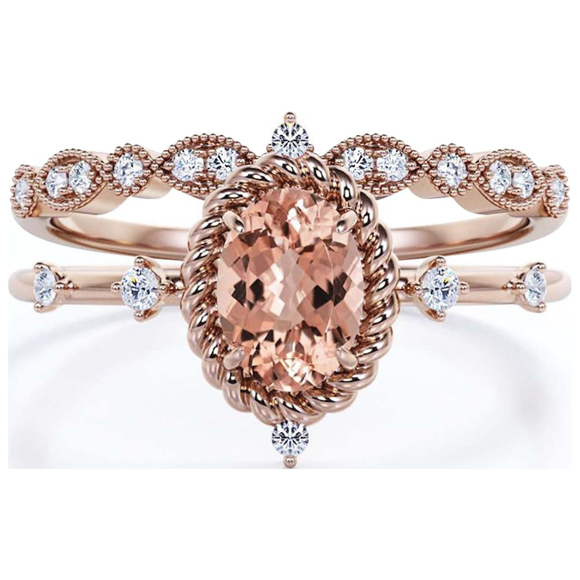 Dazzling Art nouvea 2.00 Carat Oval Cut Morganite And Diamond ...
