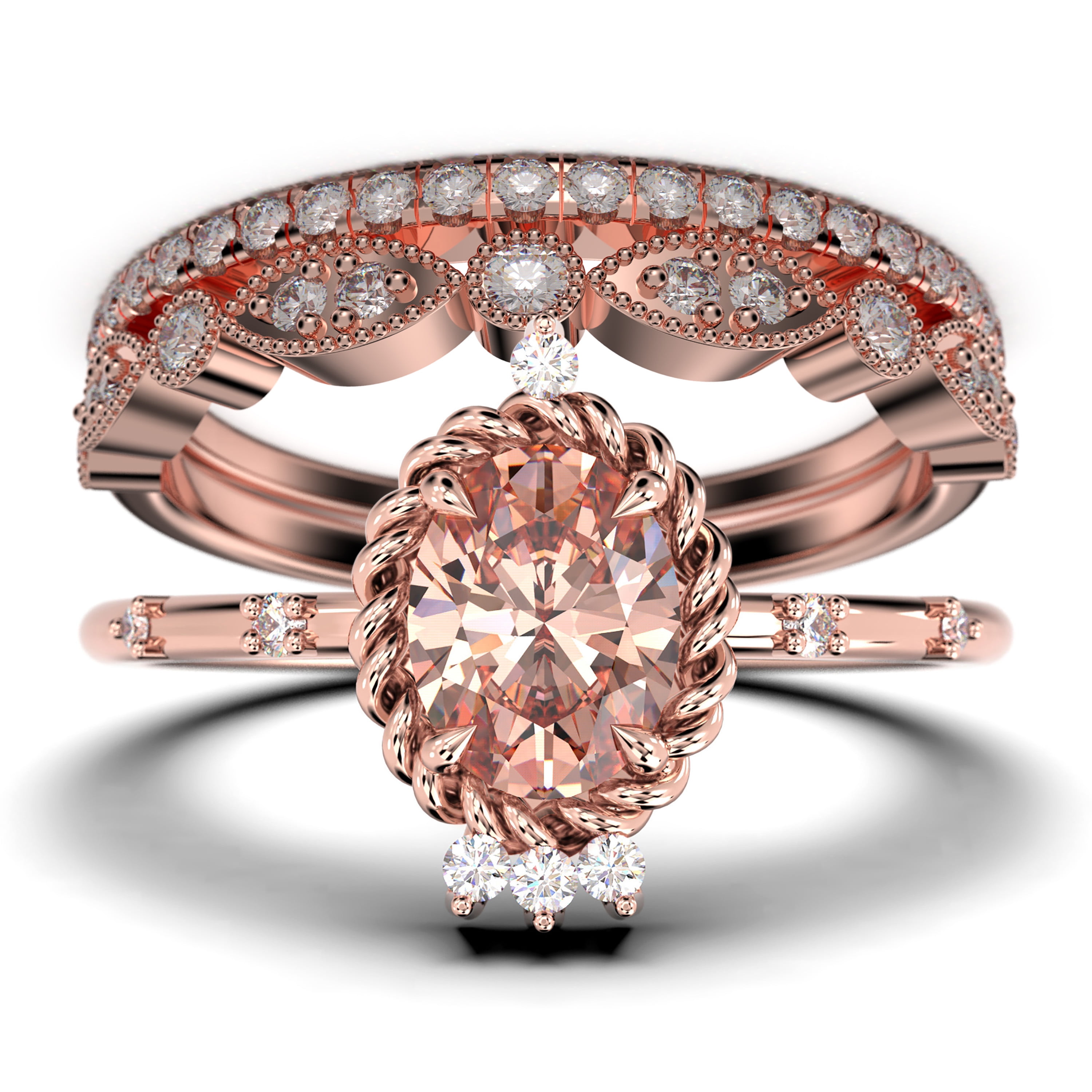 Dazzling Art nouvea 2.50 Carat Oval Cut Morganite And Diamond ...