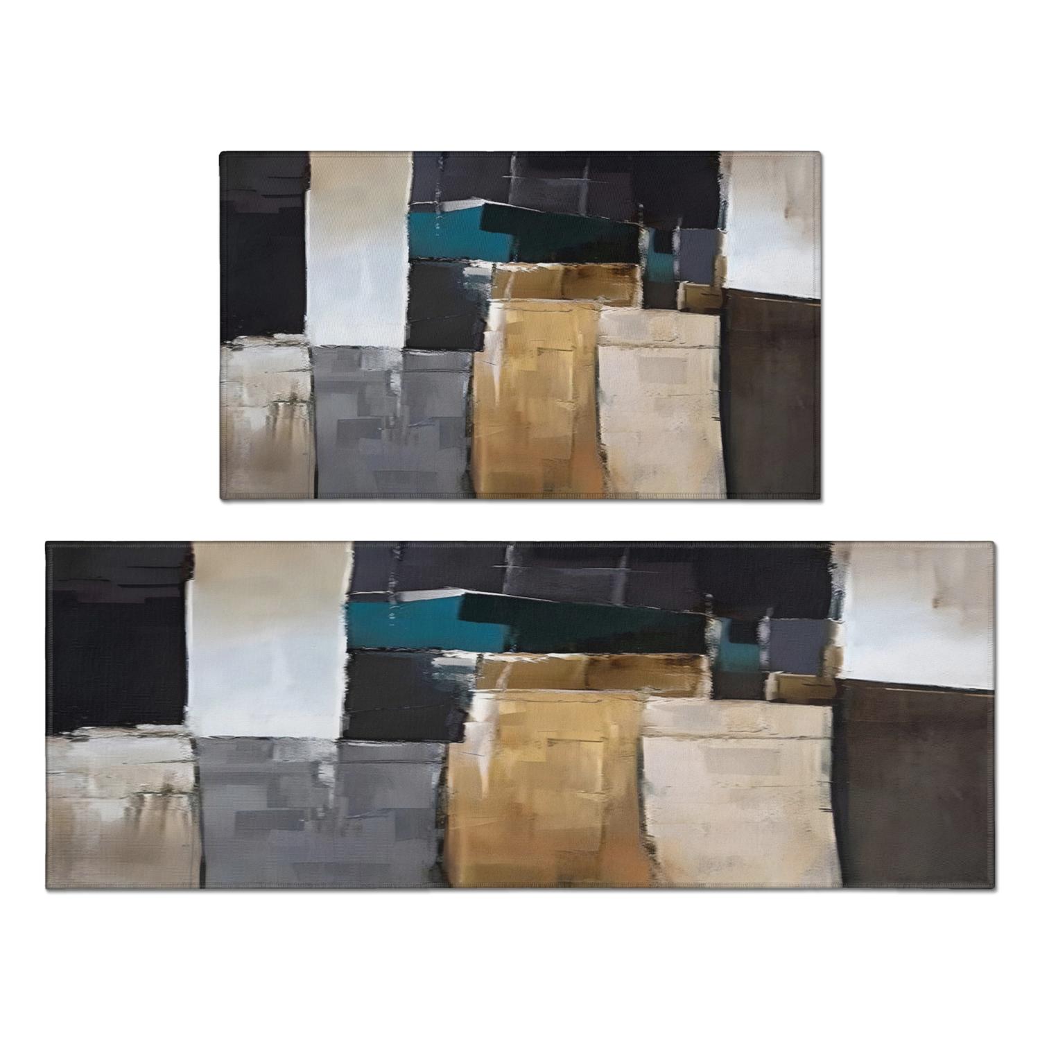 Dazzling Blue Grey Kitchen Rugs and Mats, Non-Skid, Washable Set of 2 ...