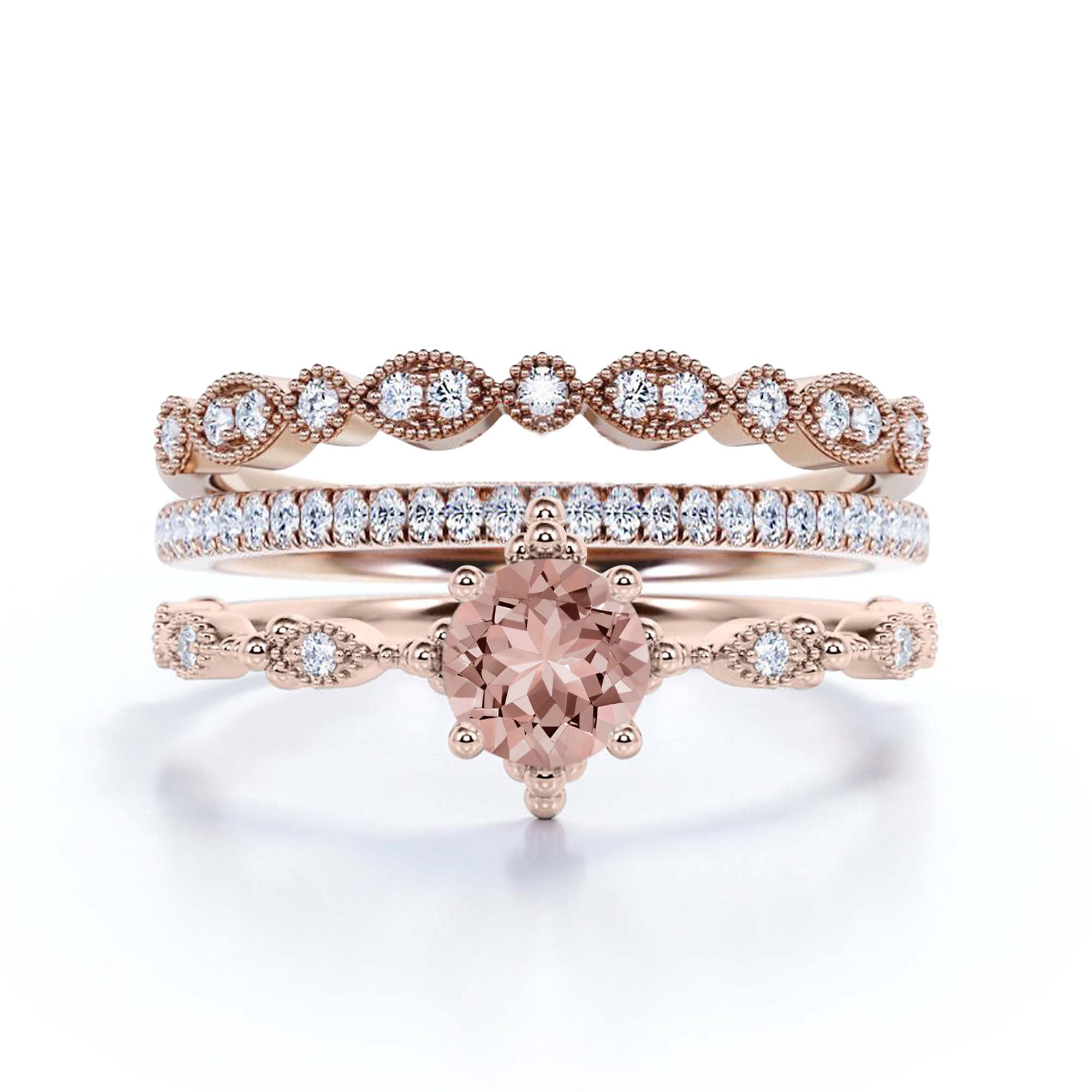 Dazzling Boho & Hippie 2.25 Carat Round Morganite And Diamond ...