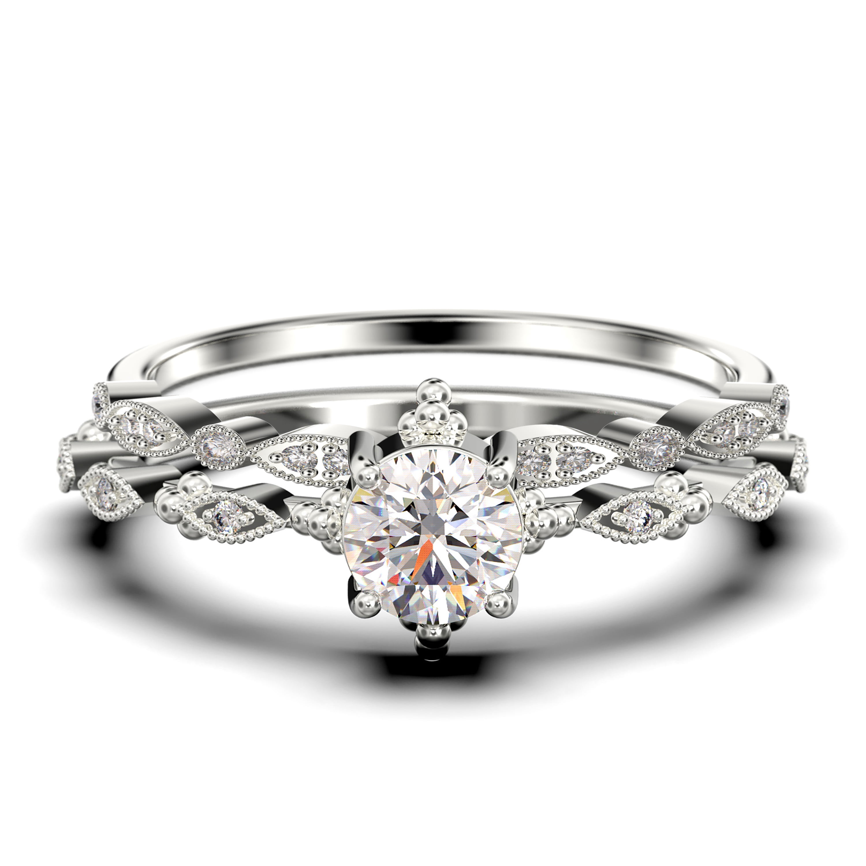 Dazzling Boho & hippie 1.75 Carat Round Diamond Moissanite Engagement ...