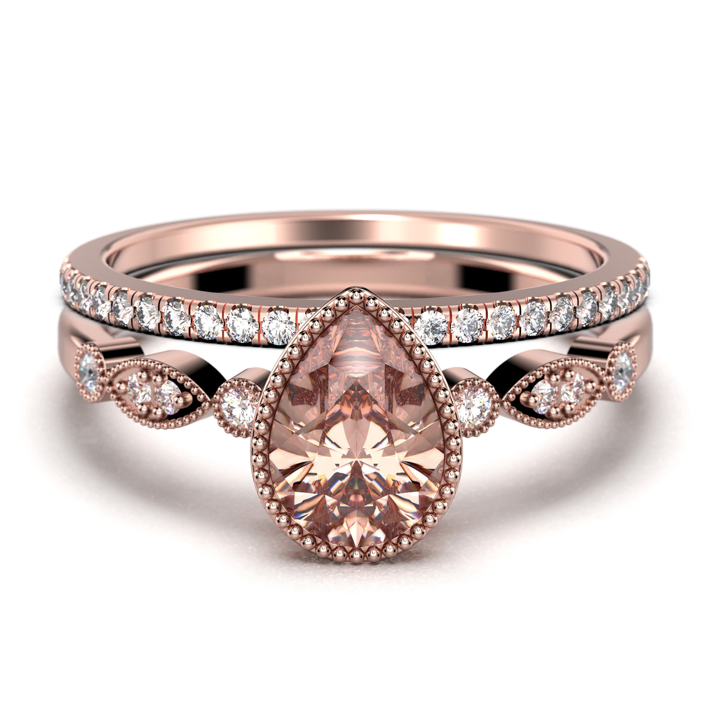 Dazzling Boho & hippiepie 1.75 Carat Pear Cut Morganite And Diamond ...