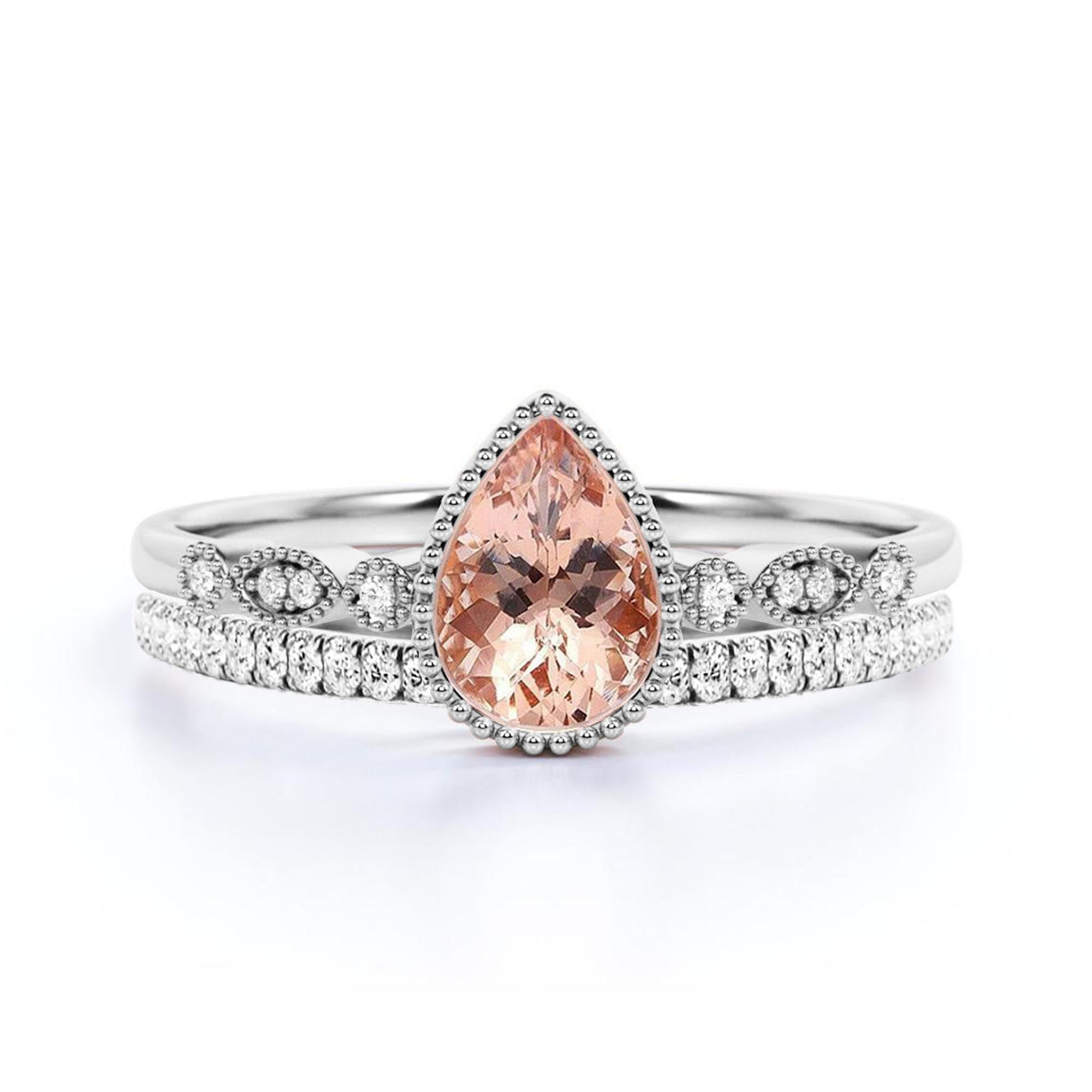 Dazzling Boho & hippiepie 1.75 Carat Pear Cut Morganite And Diamond ...