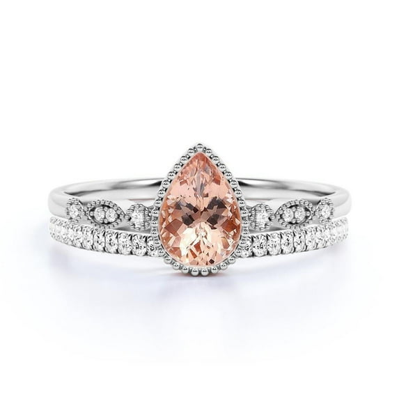 Dazzling Boho & hippiepie 1.75 Carat Pear Cut Morganite And Diamond ...