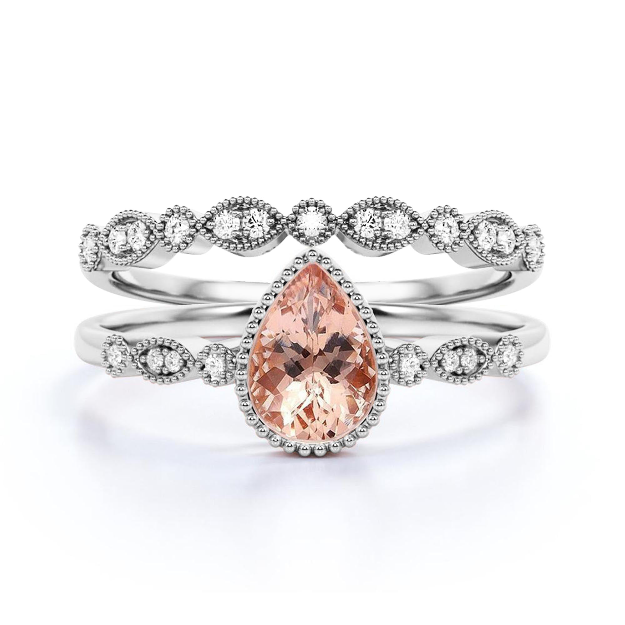 Dazzling Boho & hippiepie 1.75 Carat Pear Cut Morganite And Diamond ...