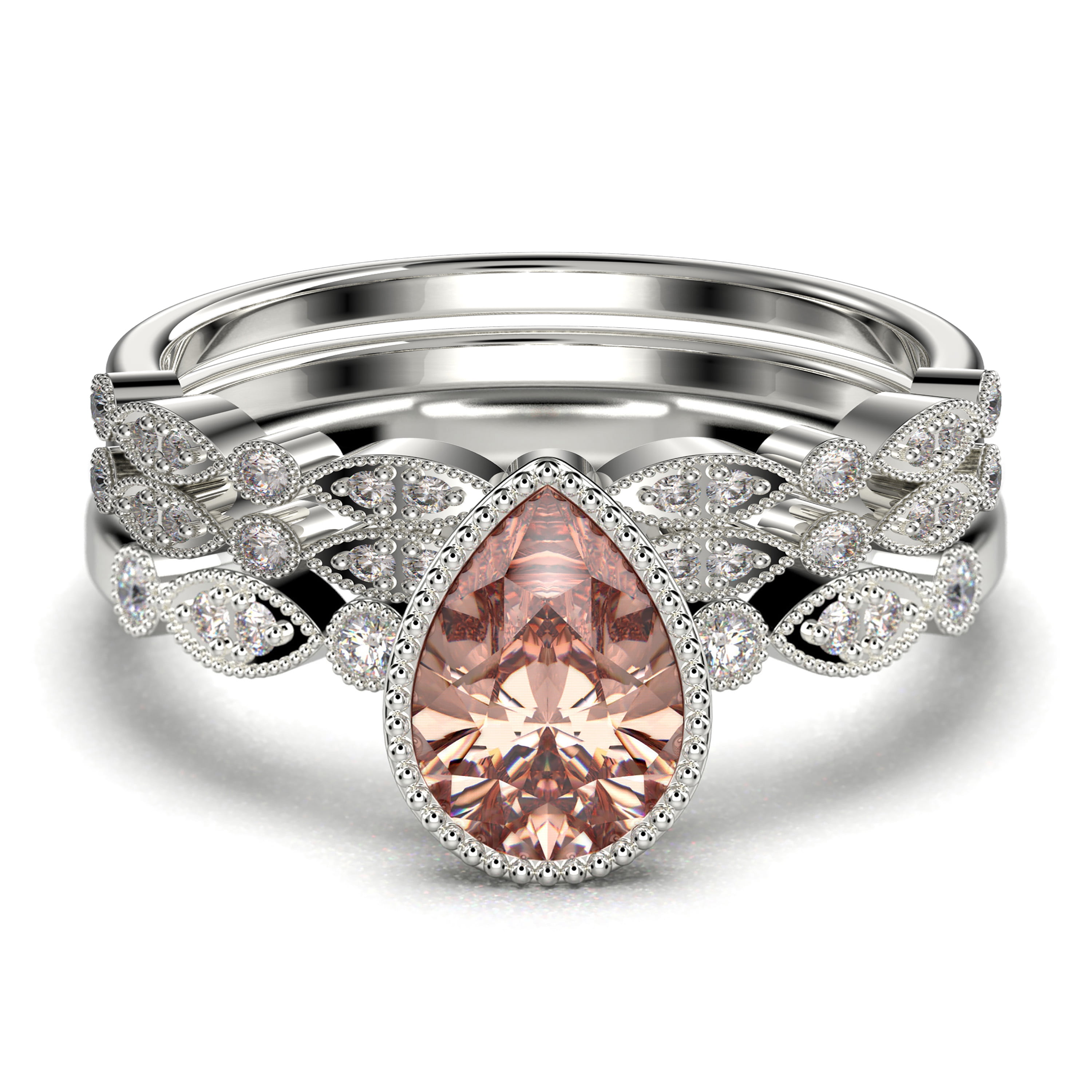 Dazzling Boho & hippiepie 2.25 Carat Pear Cut Morganite And Diamond ...