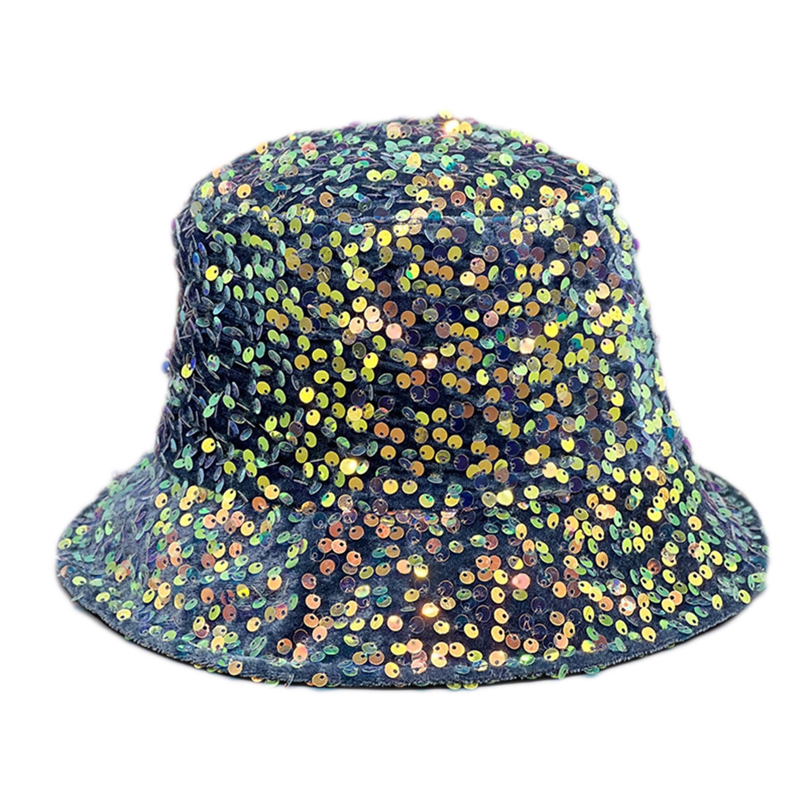 Dazzling Color Sequins Bucket Hat Multicolor Foldable Wide Brim Hat ...