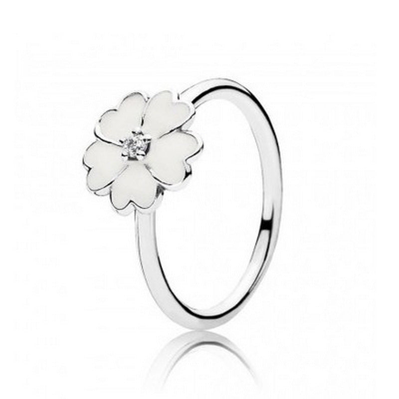 Dazzling Daisy Ring: Korean Style Geometric Silver Ring, Simple ...