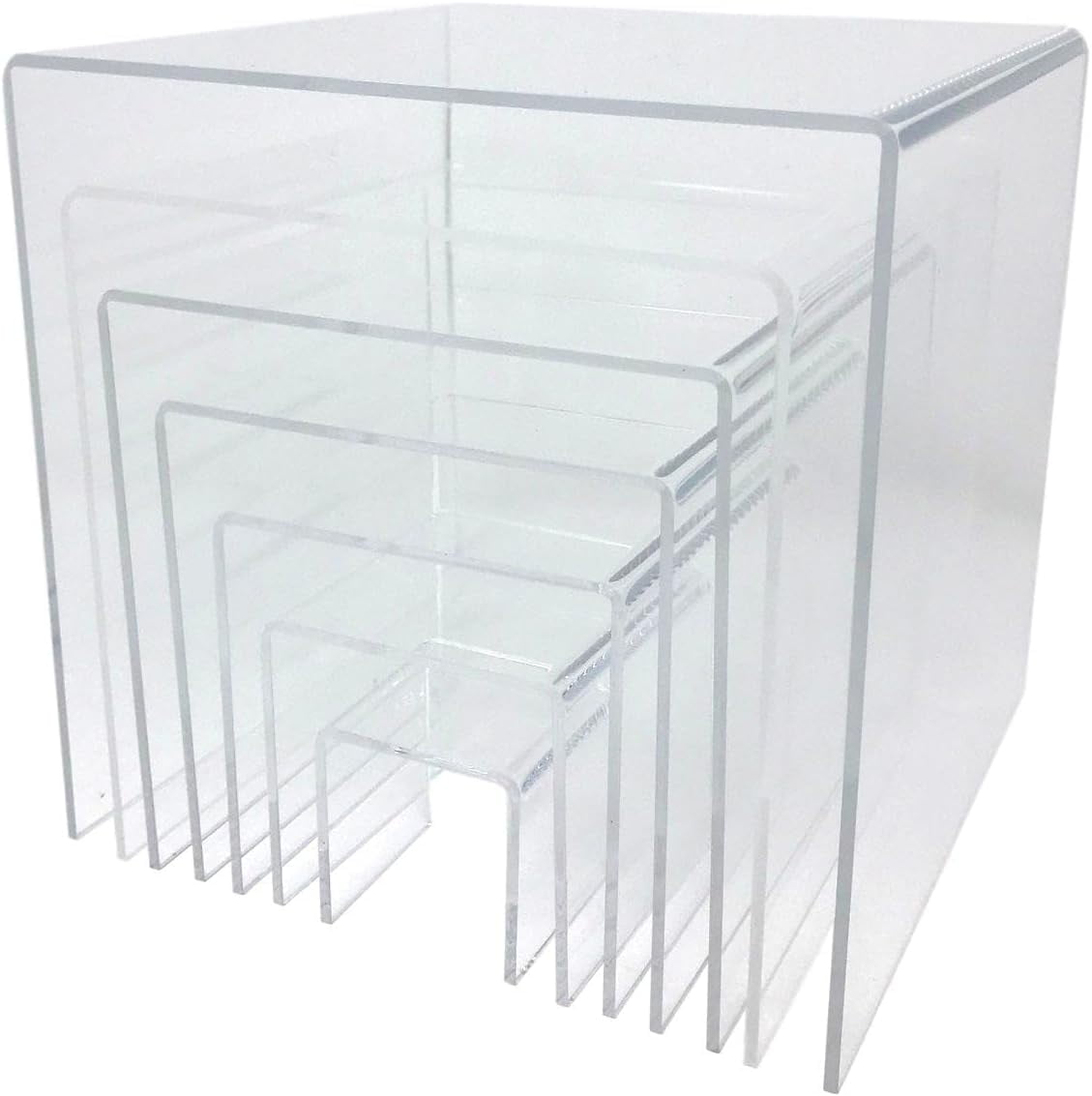 Dazzling Displays Clear Acrylic Riser Display Set of 7 --- 2, 3, 4, 5, 6, 7 & 8 Inch Square ...
