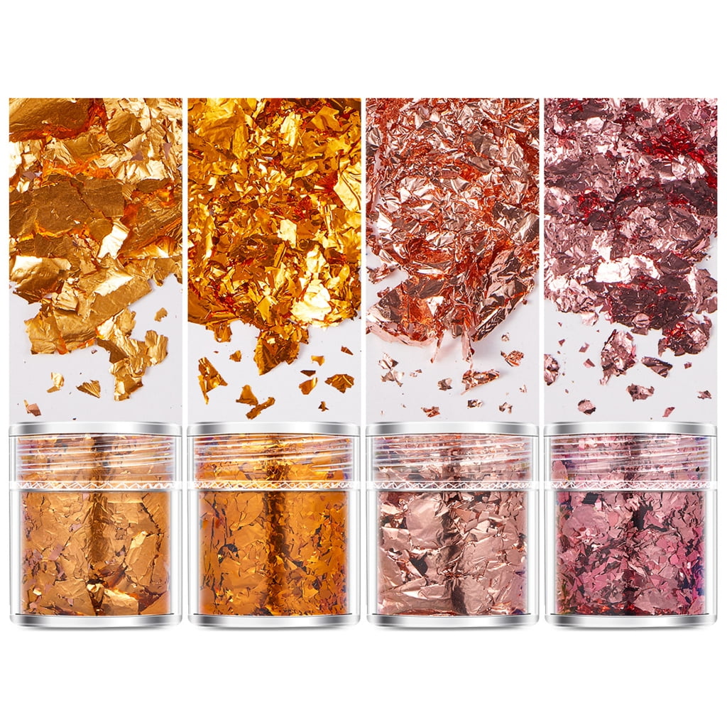 Dazzling Golden Flakes Glitter Leaf Sheets for Projects and Artistic ...