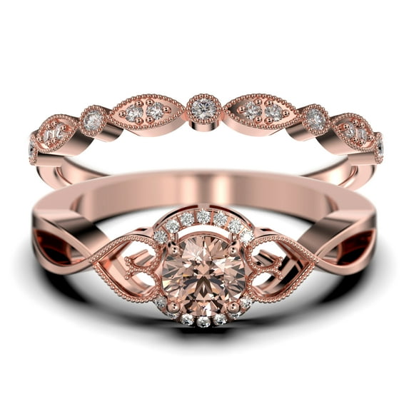 Dazzling Half Halo 1.75 Carat Round Cut Morganite And Diamond ...