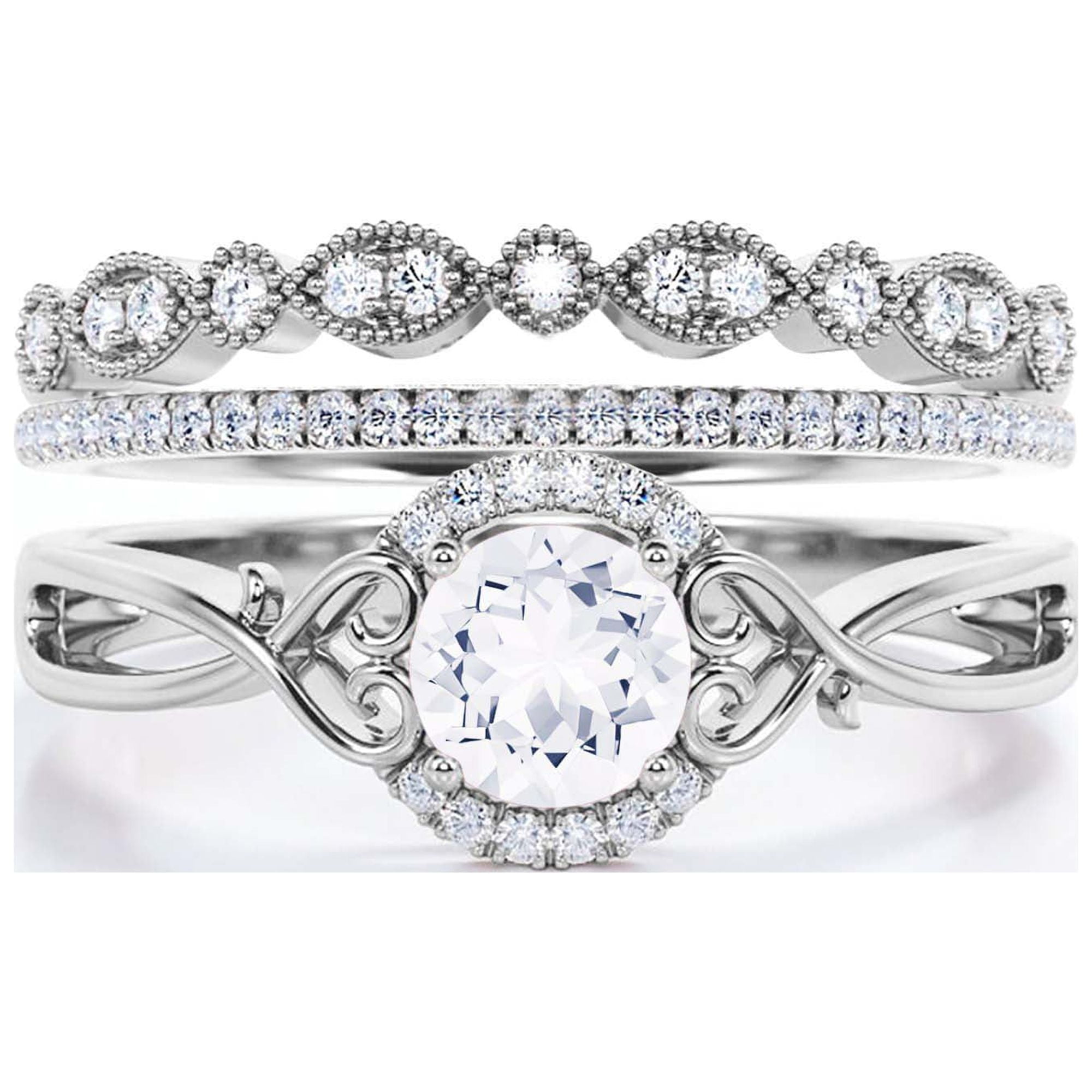 Dazzling Half Halo 2.25 Carat Round Cut Diamond Moissanite Engagement ...